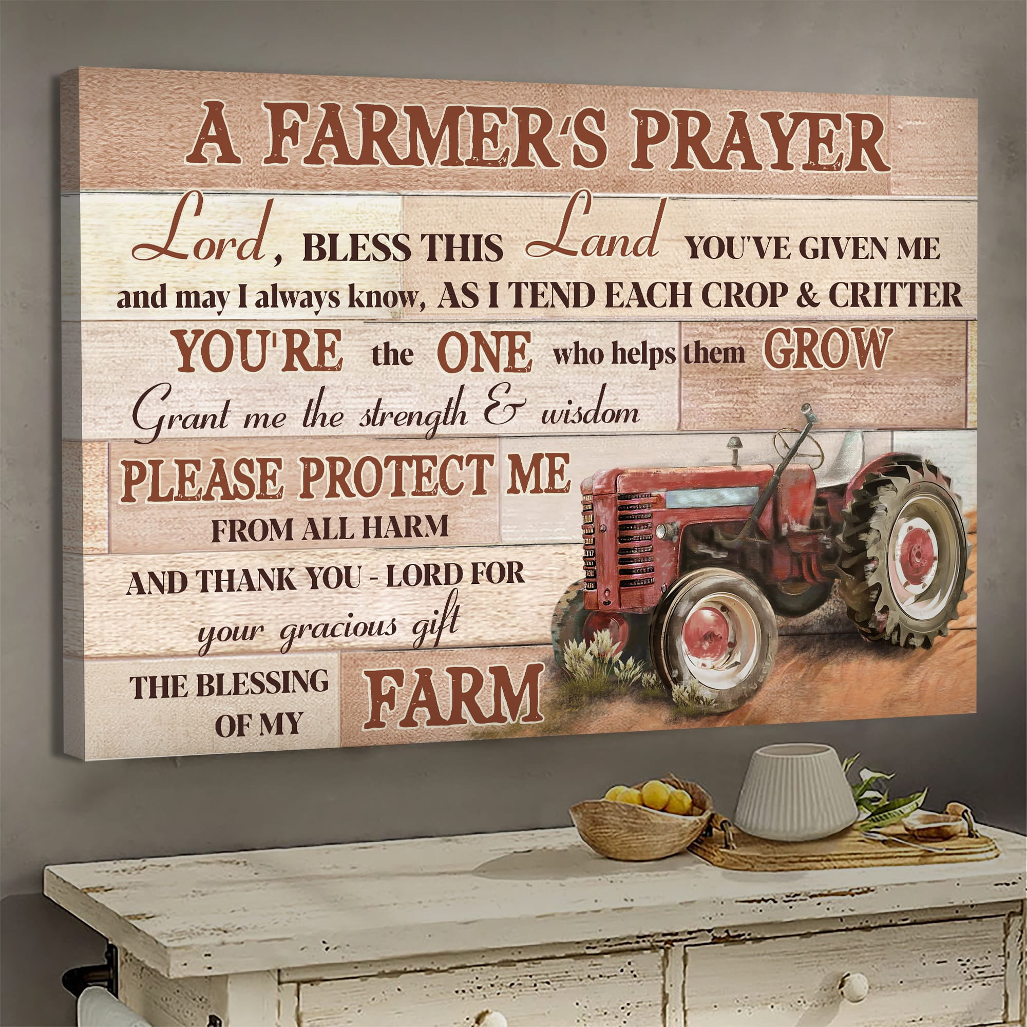 Jesus, Farm, Red truck - A farmer's prayer Landscape poster Prints ...