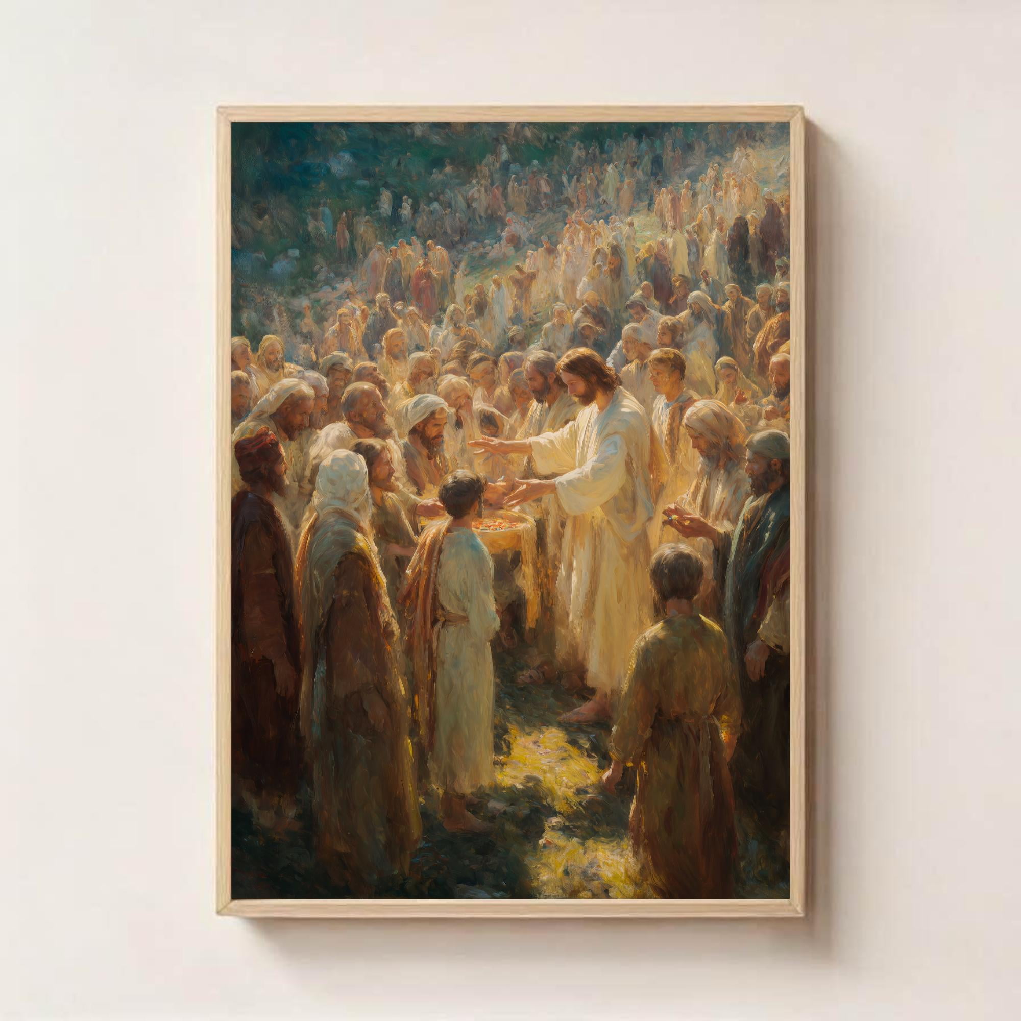 Jesus Feeds The 5000 – Miracle Of Loaves And Fish Art Print, Christian ...