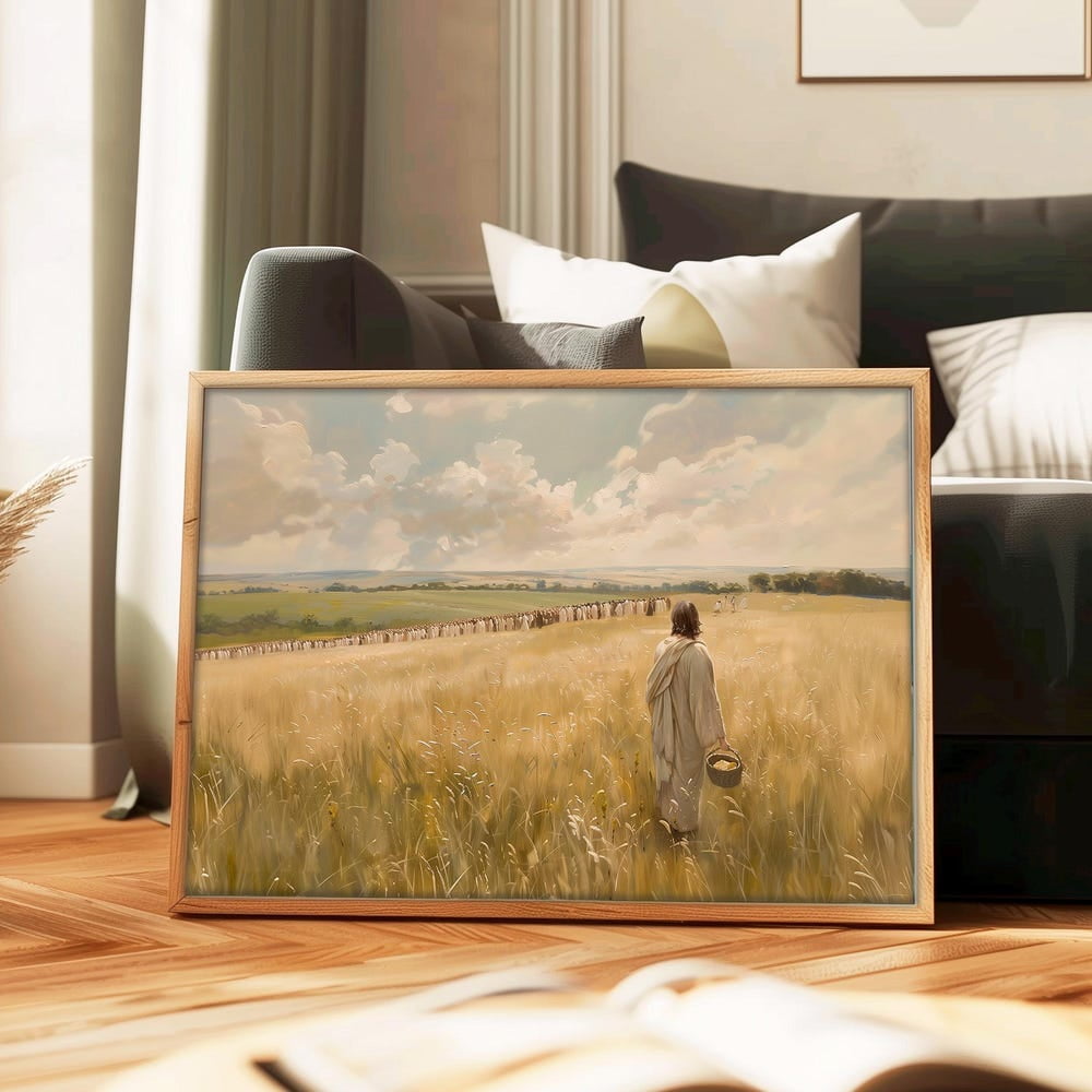 Jesus Feeds The 5000 Christian Faith Landscape Wall Art Printable ...