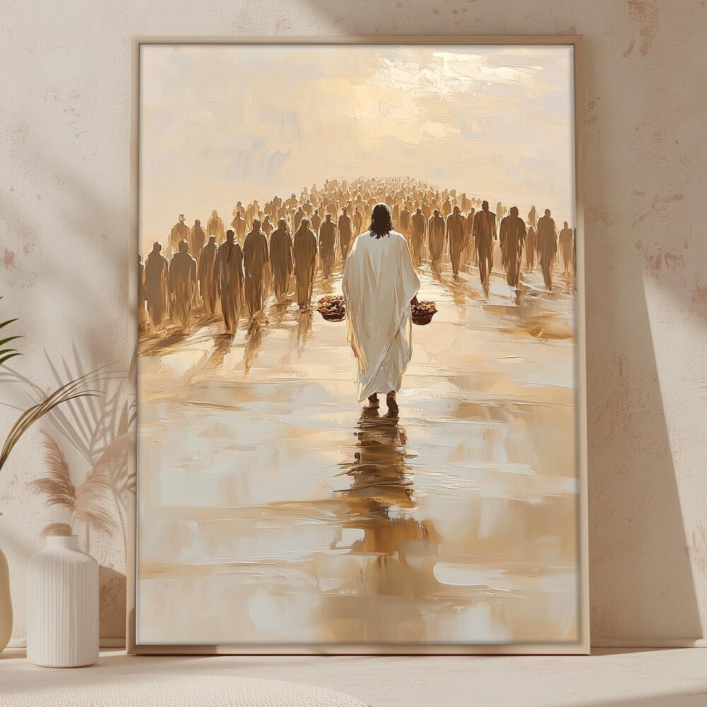 Jesus Feeds The 5000 Wall Art, Jesus Art, Bible Art, Christian Bible ...