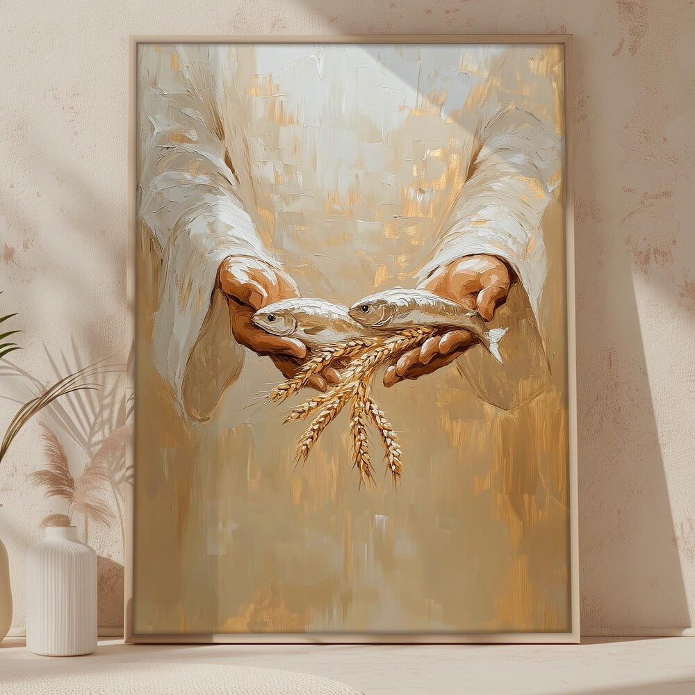 Jesus Feeds The 5000 Wall Art Jesus Art Bible Verse Art Modern ...