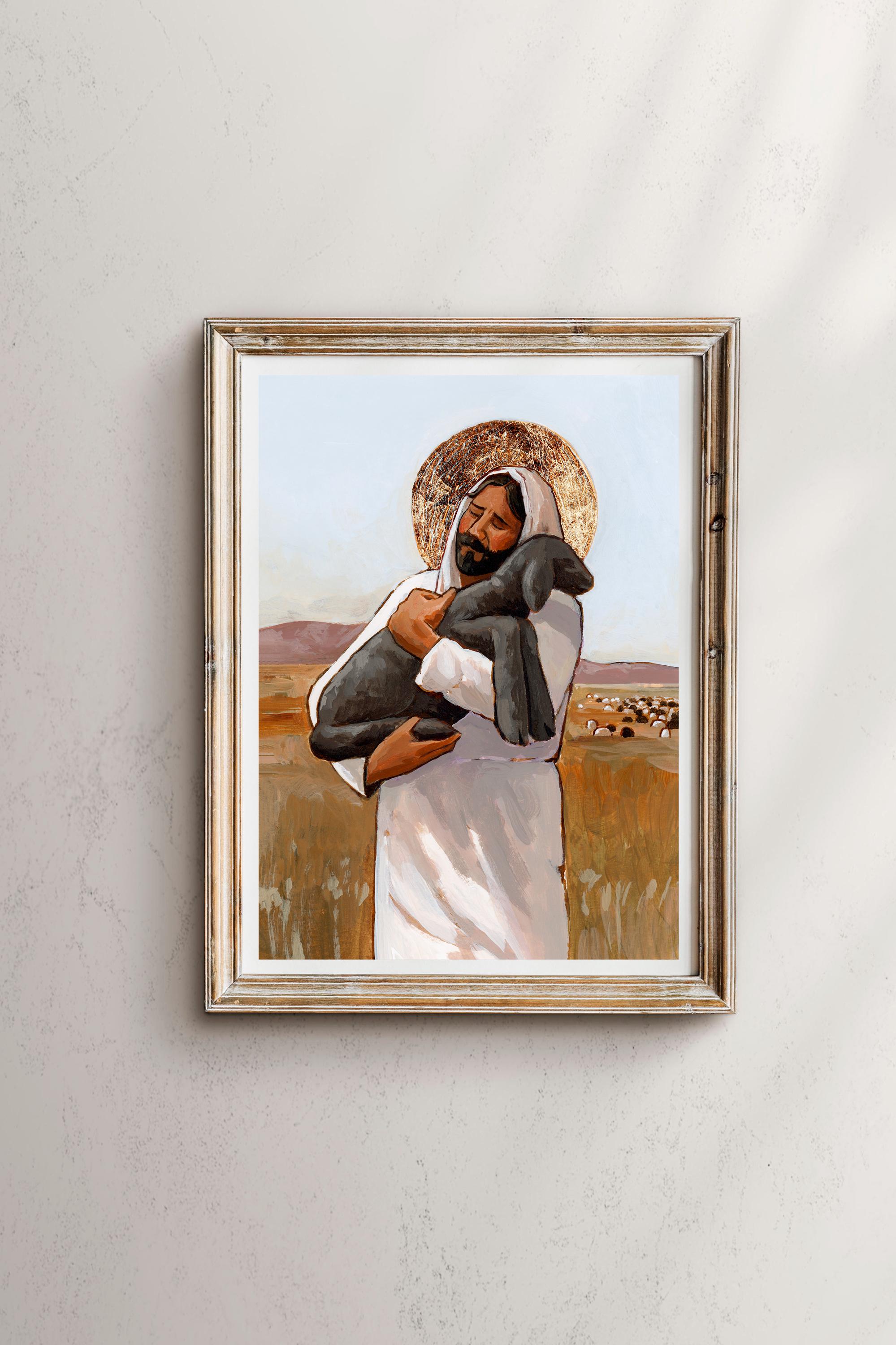 Jesus Finding Lost Sheep Print: The Good Shepherd Christian Art Warm ...