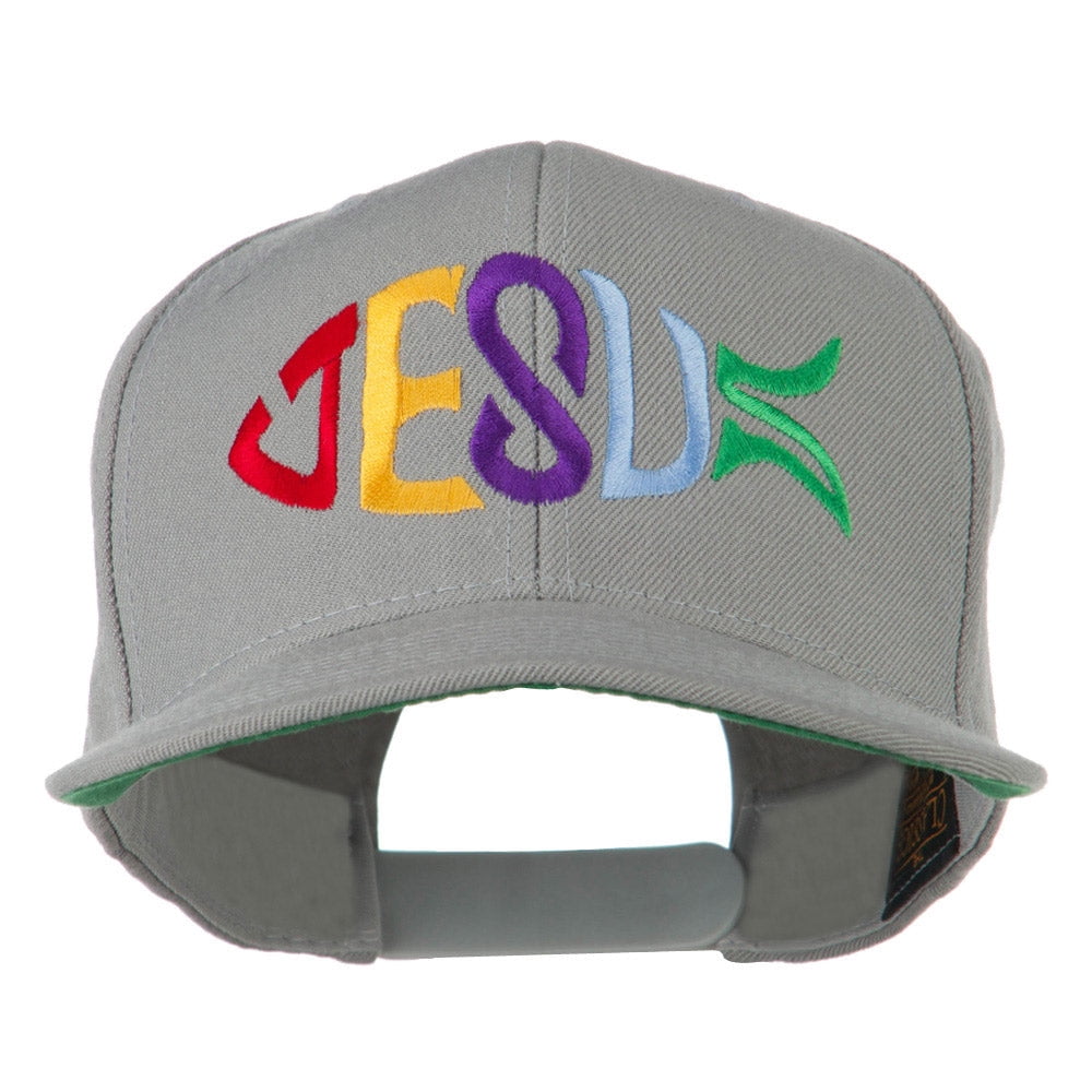 Jesus Fish Embroidered Flat Bill Cap - Silver OSFM - Walmart.com
