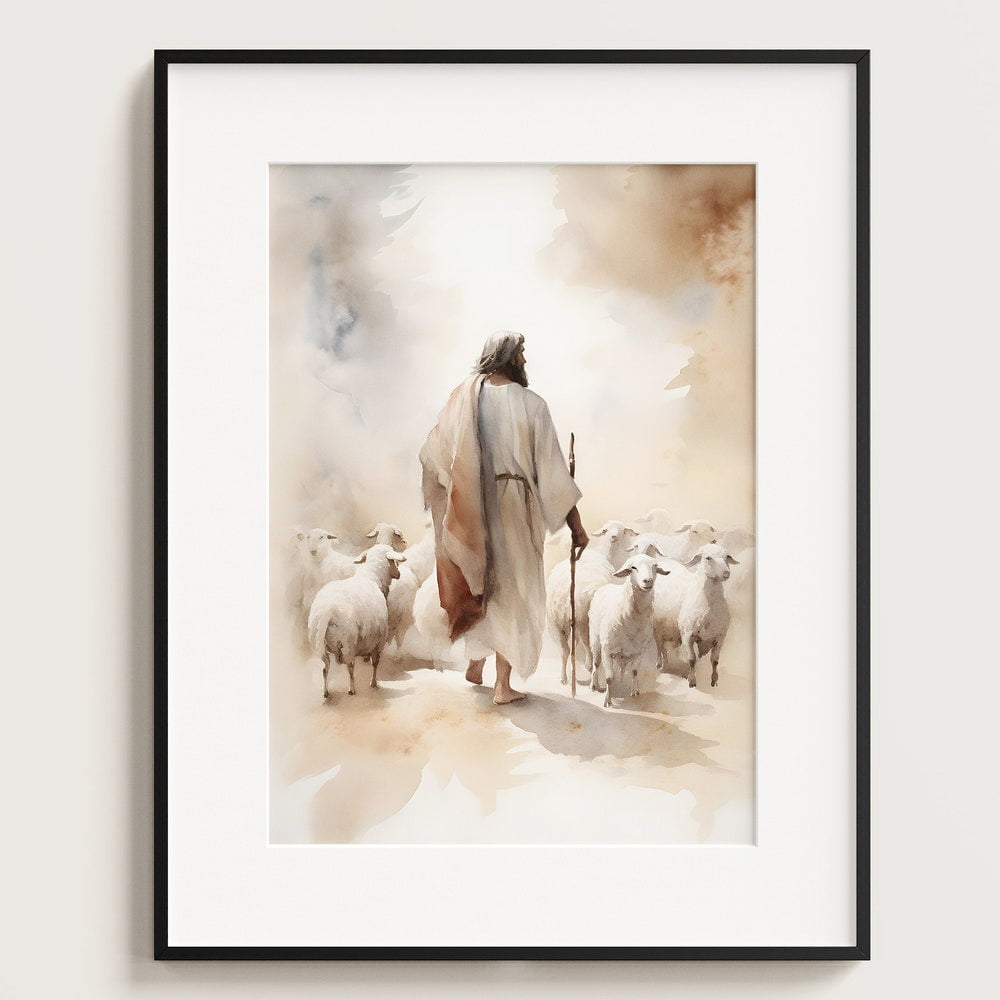 Jesus With Flock Of Sheep Print, The Lord Is My Shepherd, Jesus ...