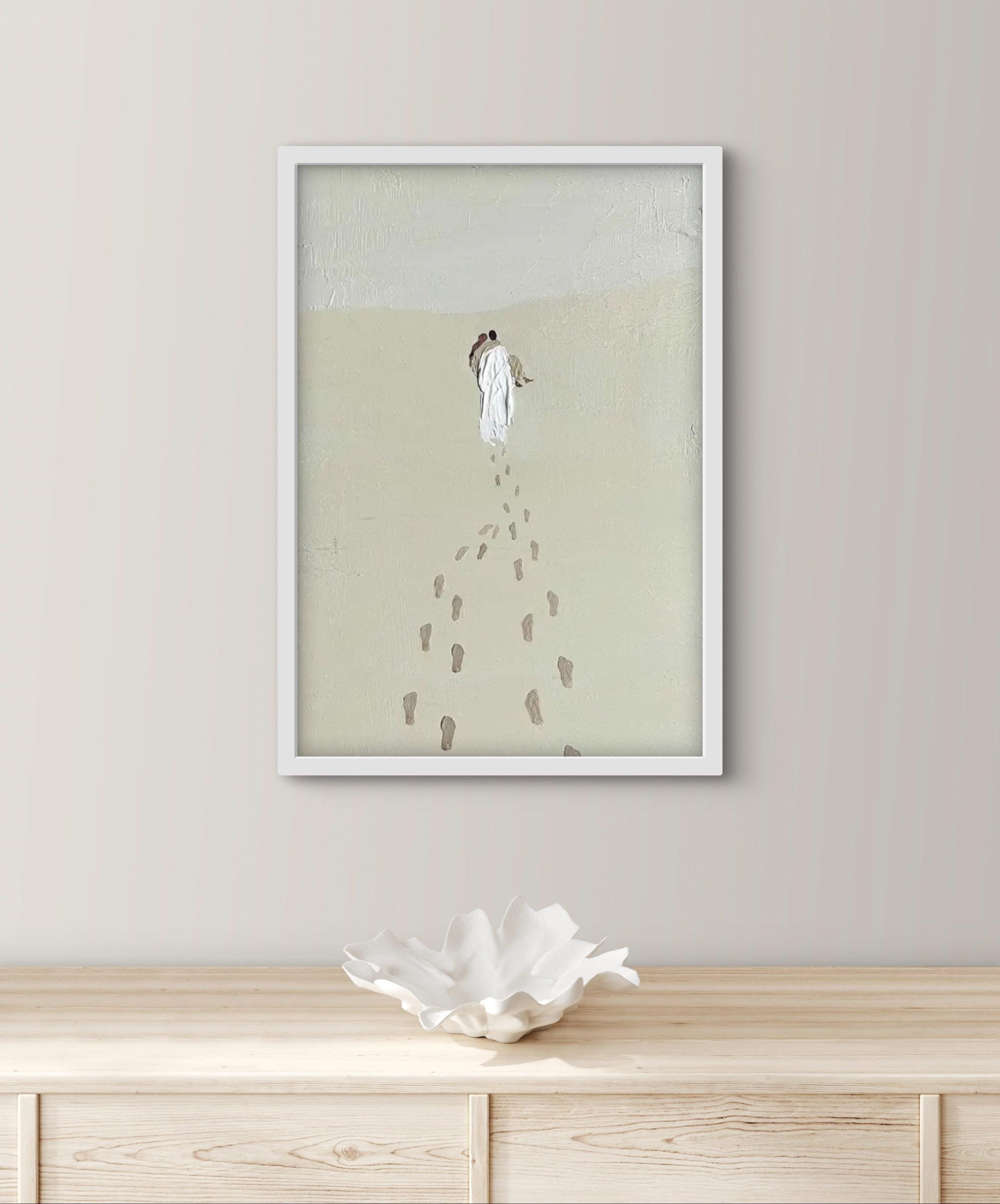 Jesus Footprints In Sand Print: Religious Home Decor Warm Present ...
