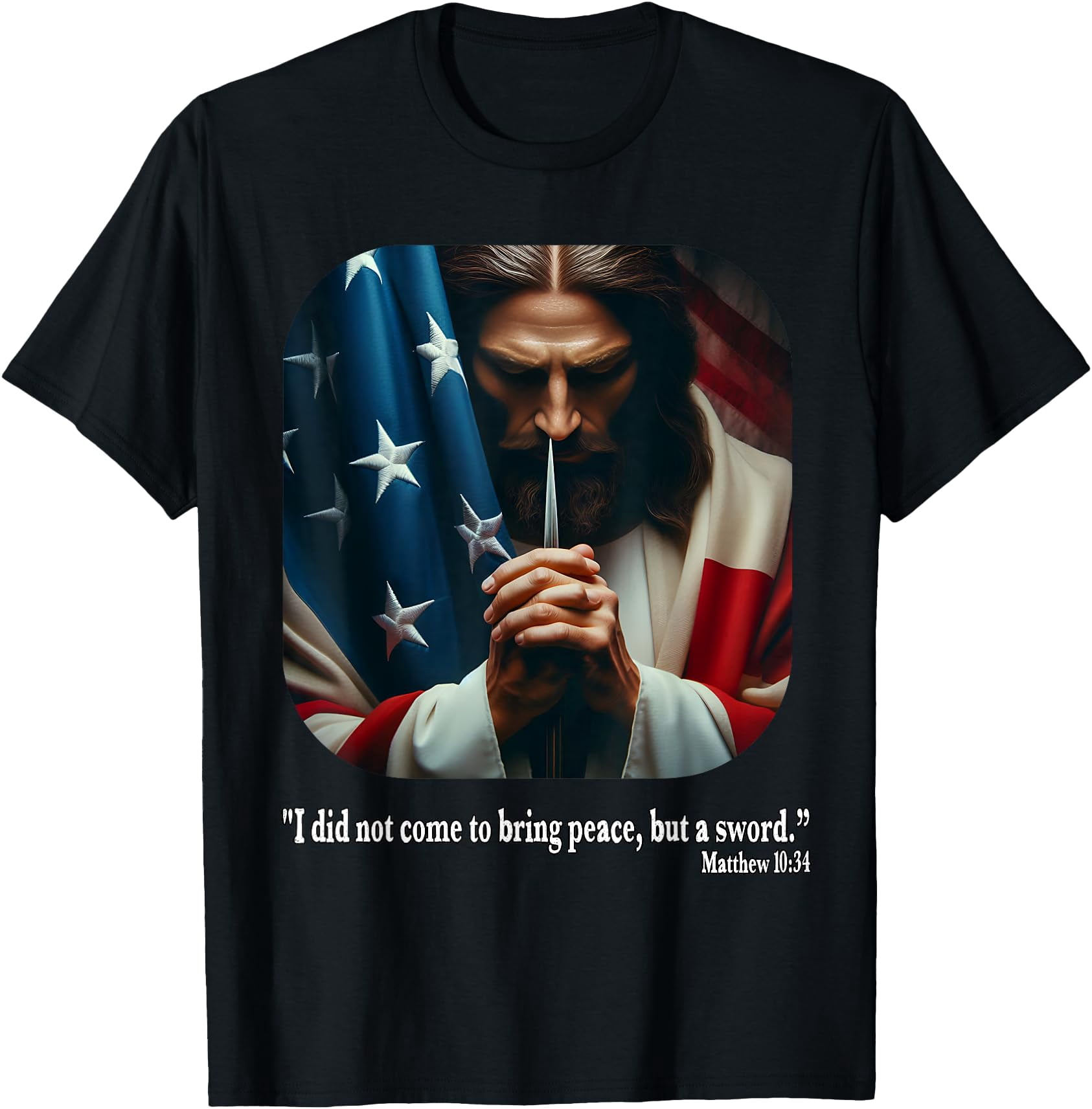 Jesus Fourth of July Bible Quote USA Flag Christian T-Shirt,Black ...