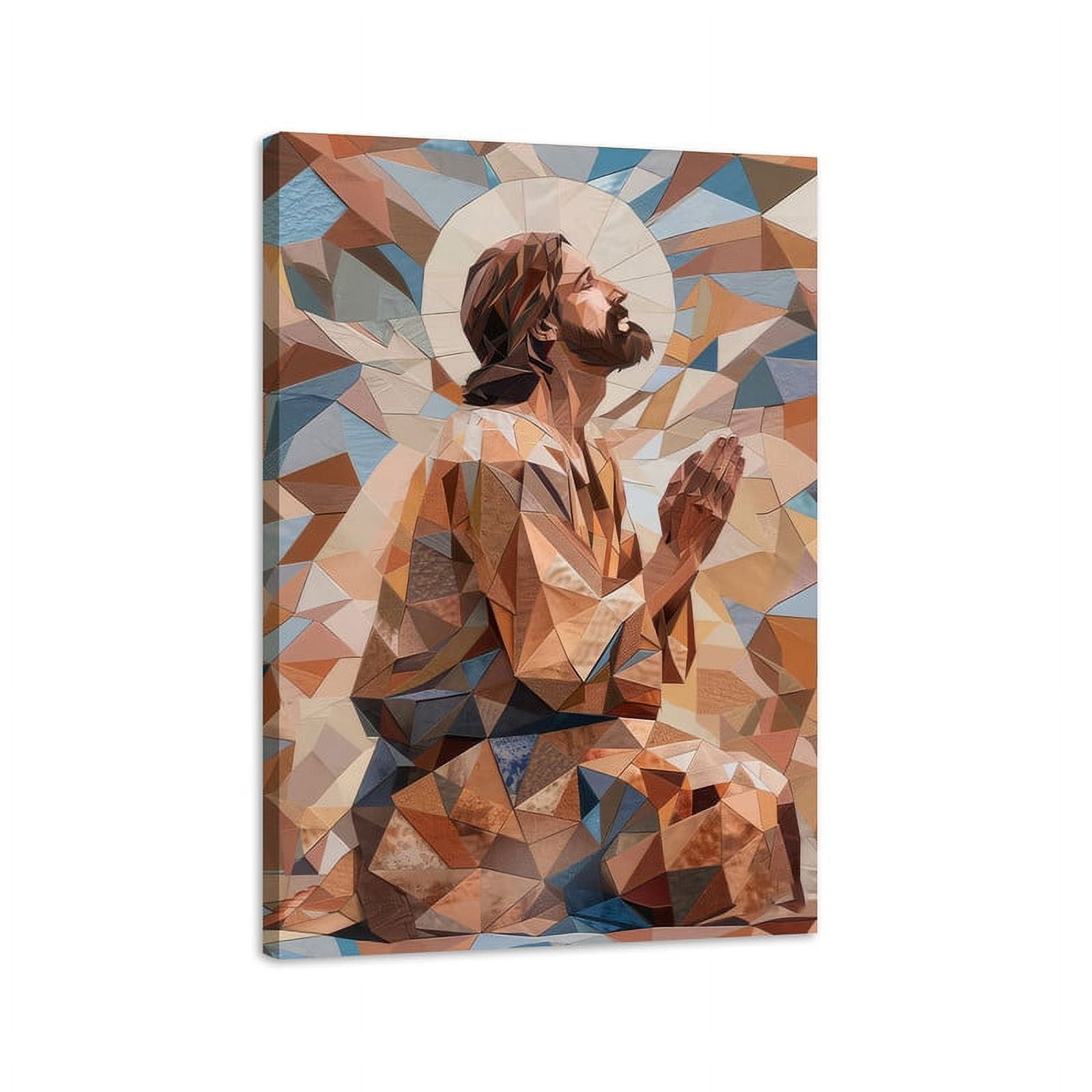 Jesus Geometric Textures Frame Modern Religious Wall Art Polygonal ...
