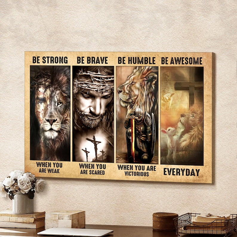 Jesus God Horizontal Canvas Prints - God Wall Art - Be Strong - Be ...