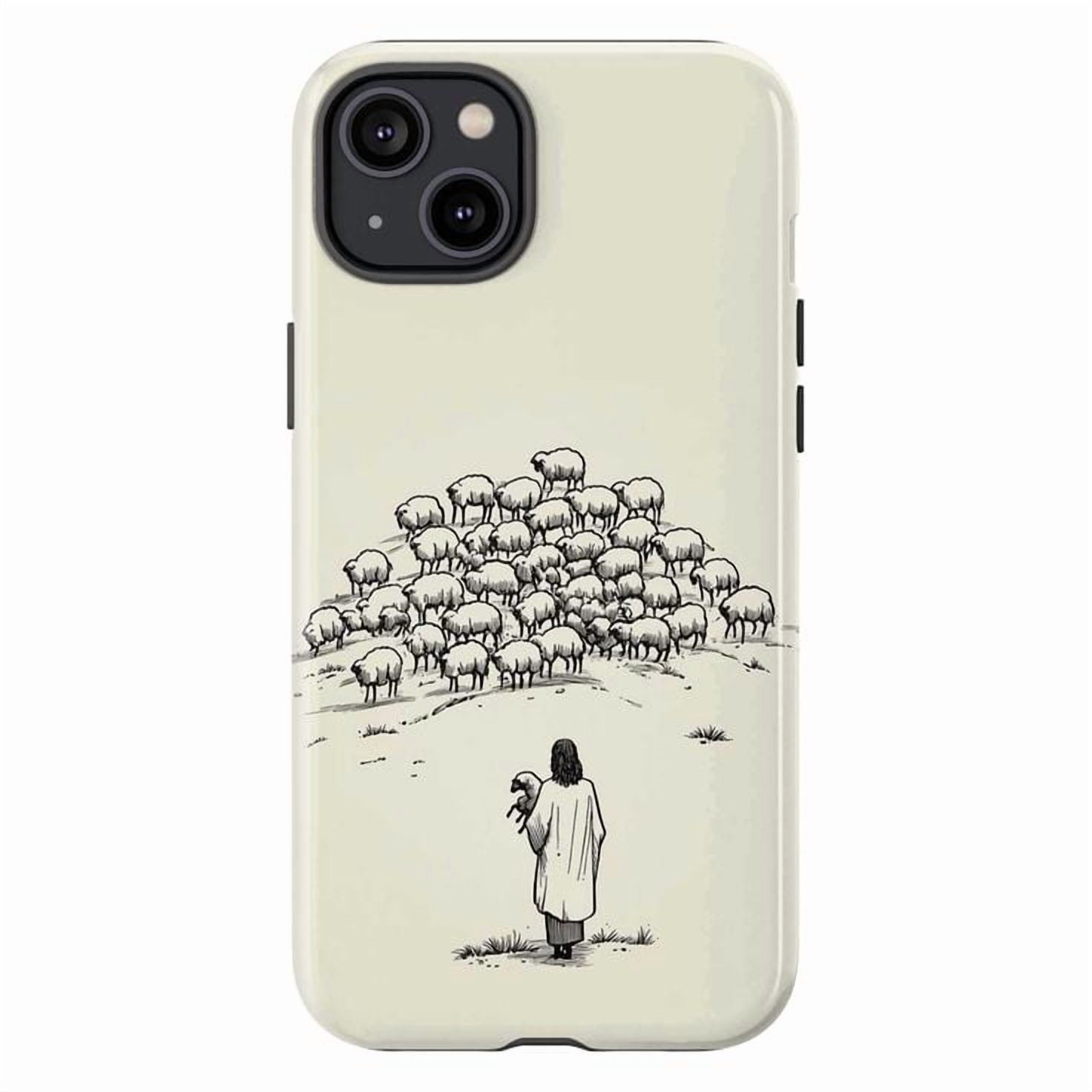 Jesus Good Shepherd Phone Case, Minimalist Christian Art with Lamb ...