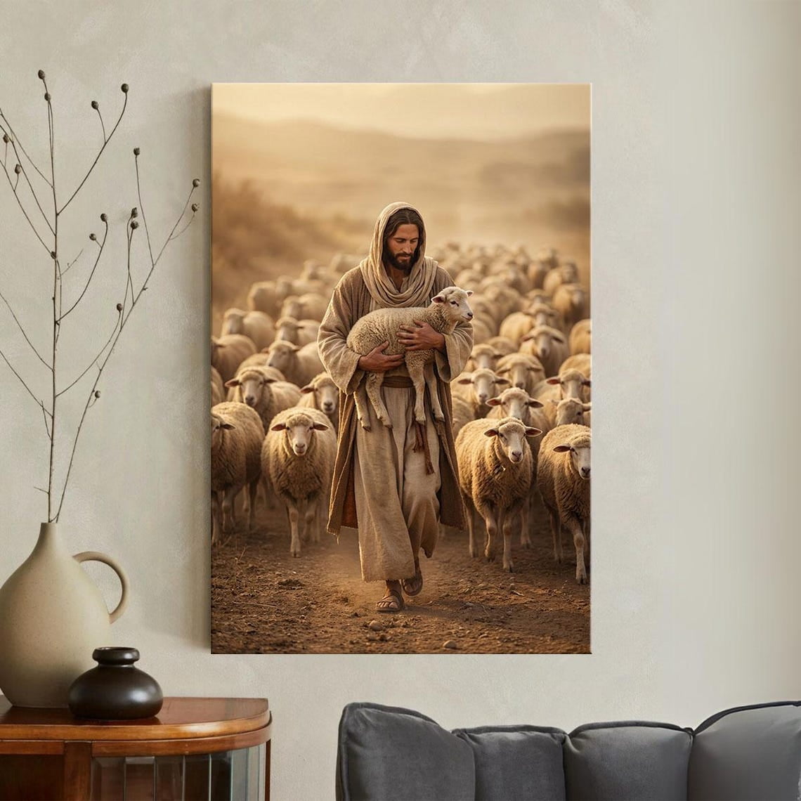 Jesus Good Shepherd Print Christian Wall Art Jesus Carrying Lamb ...