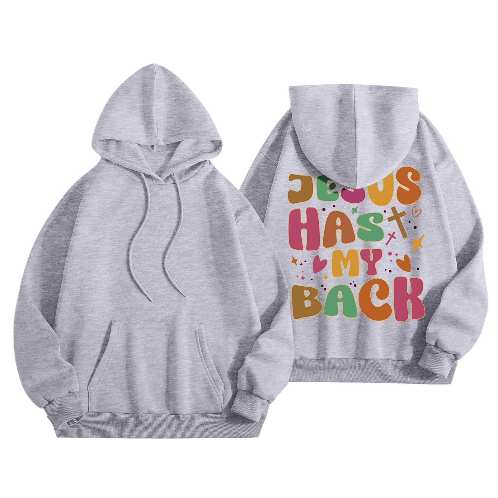 Jesus Has My Back Hoodie for Women Christian Faith Sweatshirt Long ...