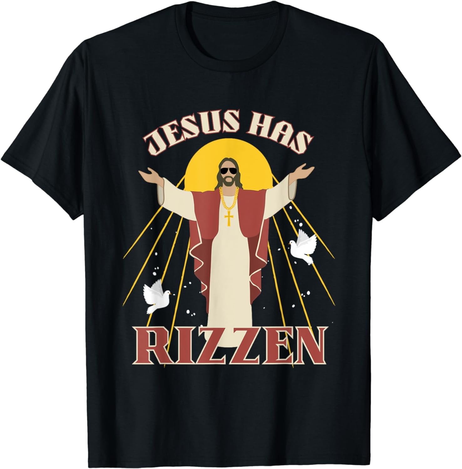 Jesus Has Rizzen Funny Christian He Has Rizzen Christ Rizz T-Shirt ...