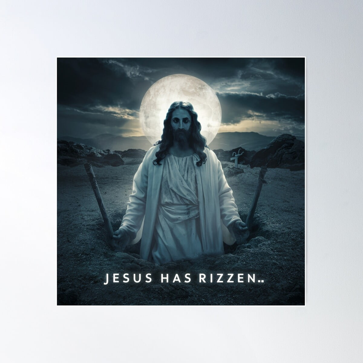 "Jesus Has Rizzen" . Funny Christian Meme Poster Wall Art, Modern Wall ...