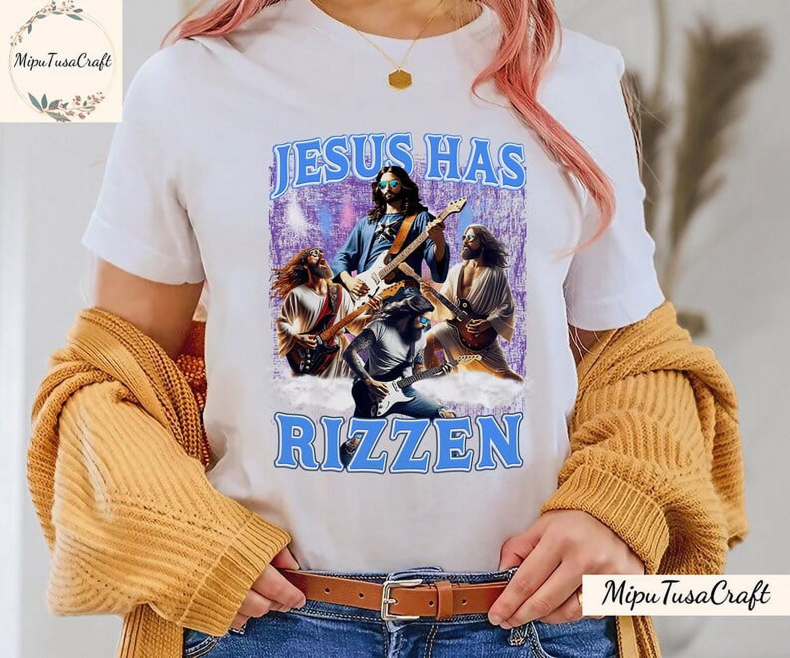 Jesus Has Rizzen Funny God Rock Star Retro Christian Shirt, Jesus Rizz ...