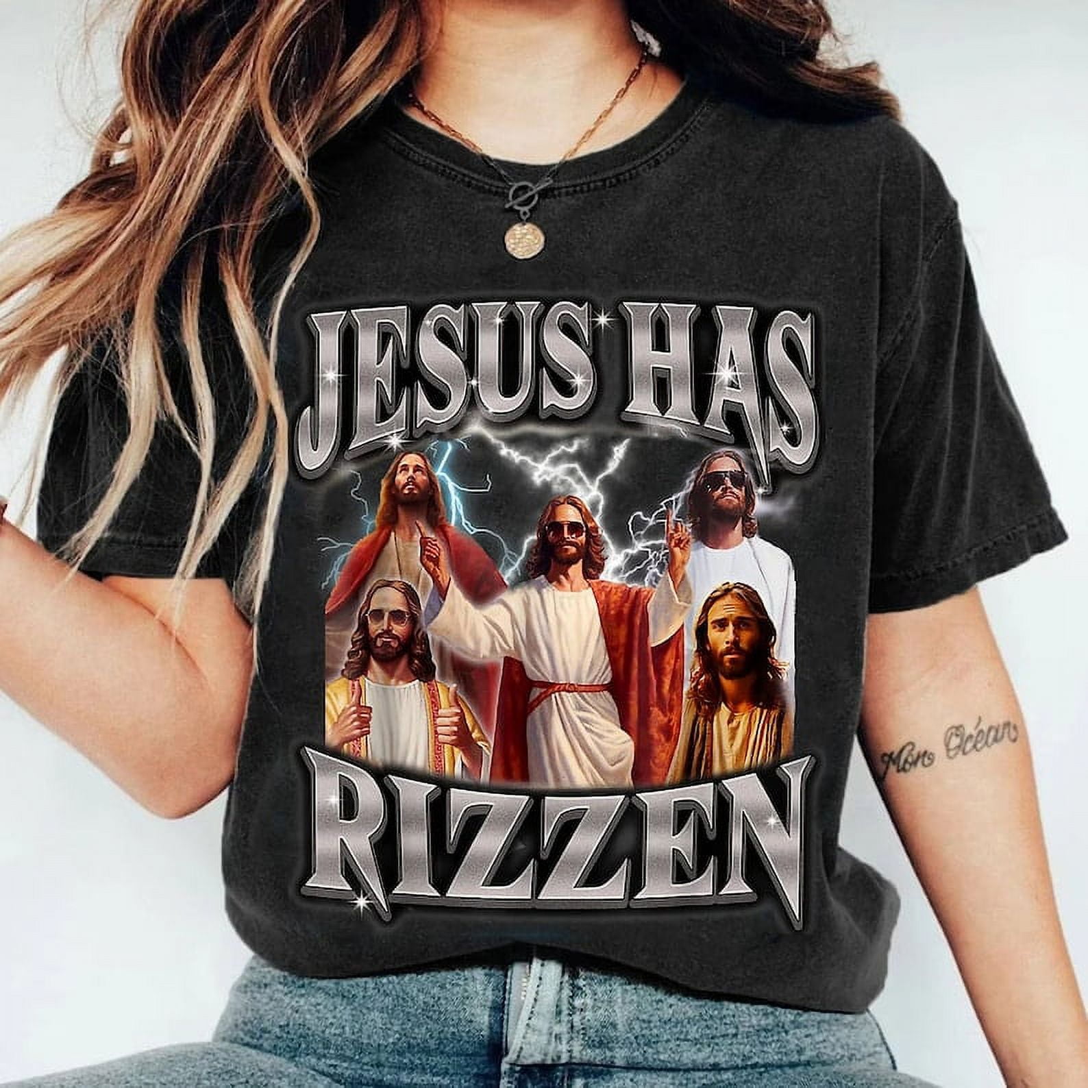 Jesus Has Rizzen - He is Rizzin' Shirt, Christian Shirt - Walmart.com