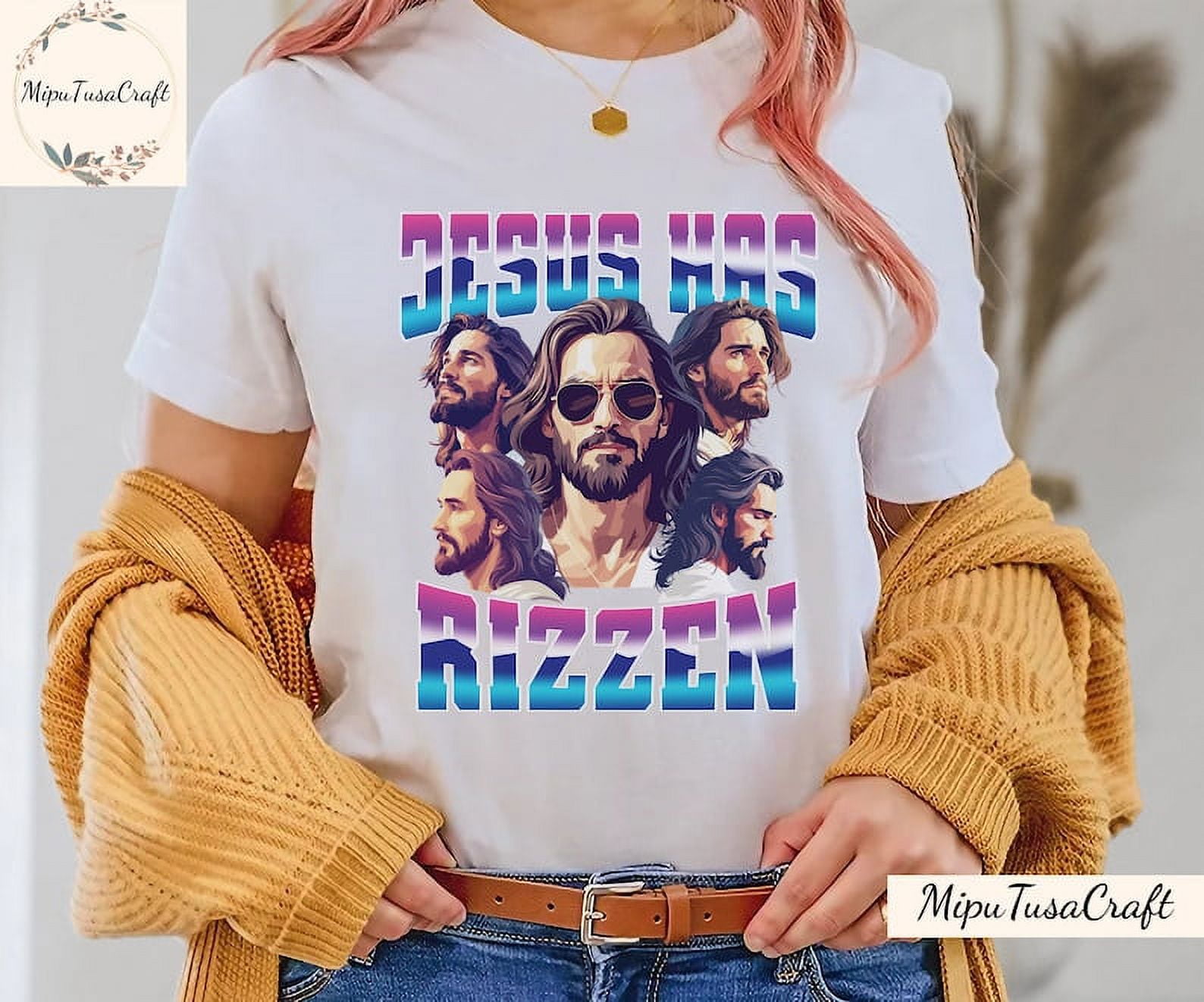 Jesus Has Rizzen TShirt, Funny Jesus Shirt, Humor Easter, Christian ...