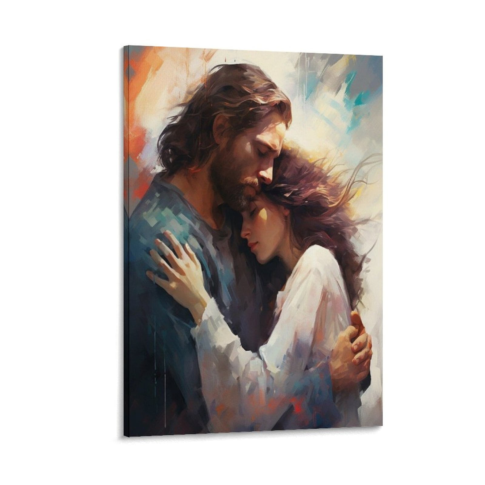 Jesus Healing Woman Wall Art Jesus Hugging Woman Canvas Print Modern ...