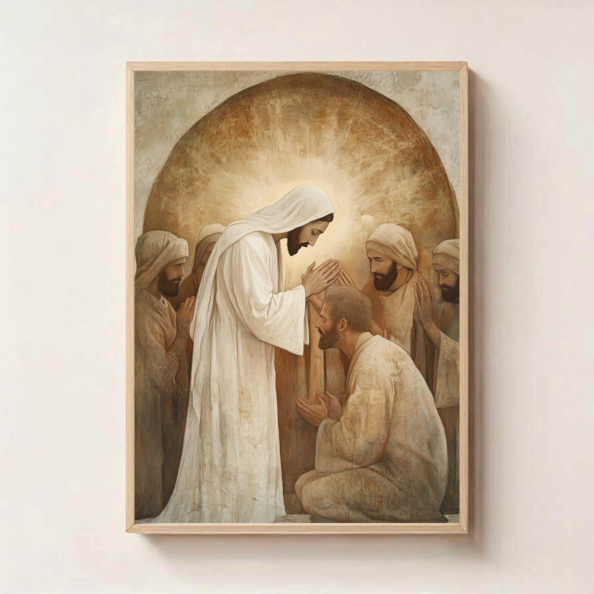 Jesus Heals The Blind Man Art, Christian Art, Jesus Poster, Bible Art ...