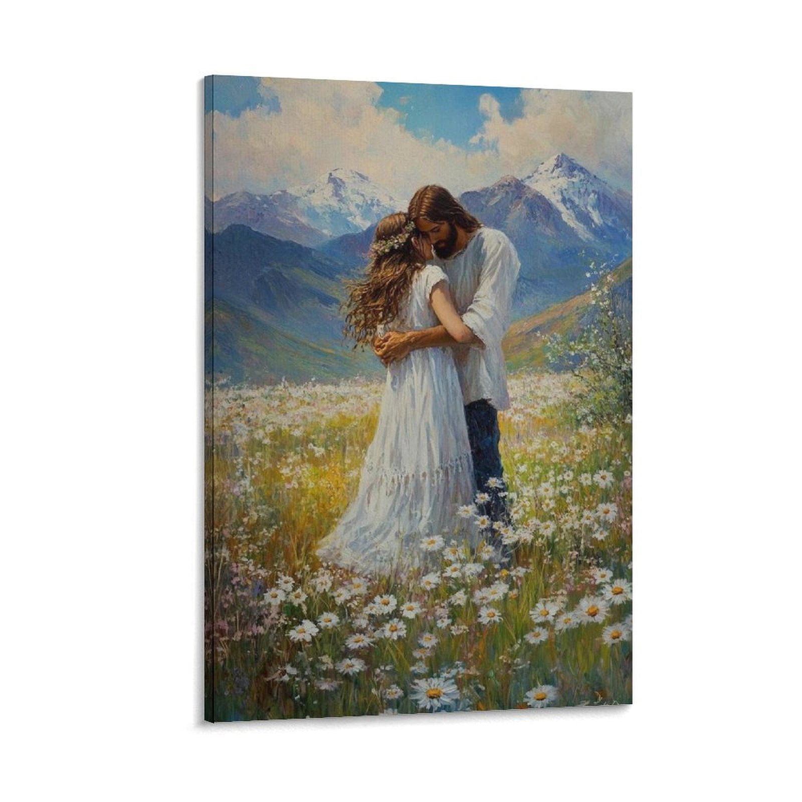 Jesus Heals Girl Vintage Wall Art Jesus Hugs Woman Canvas Print Poster ...