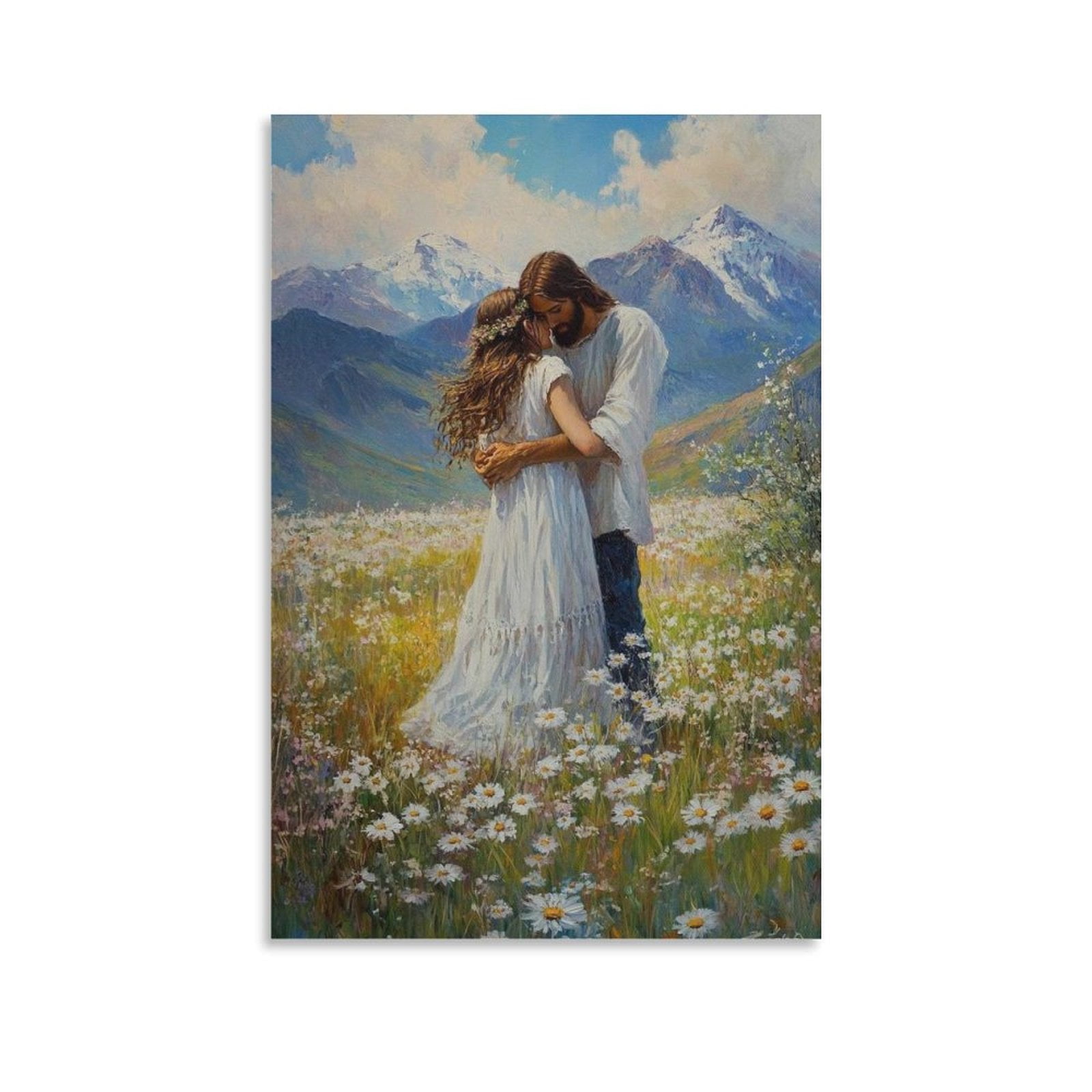 Jesus Heals Girl Vintage Wall Art Jesus Hugs Woman Canvas Print Poster ...