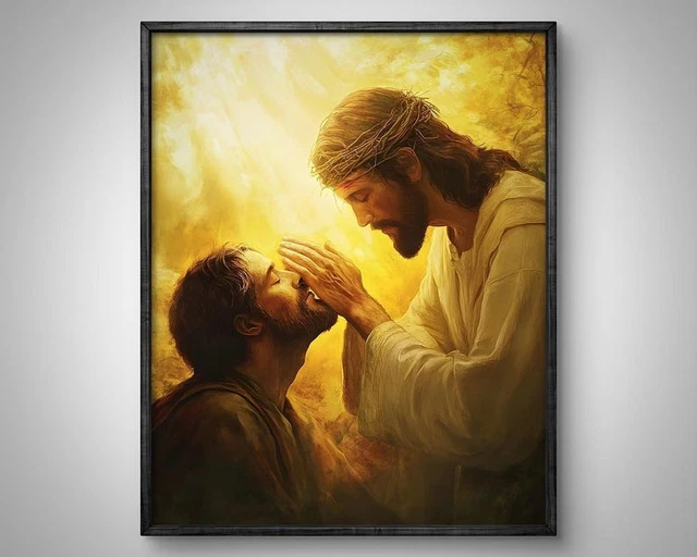 Jesus Heals Man, Jesus Christ With Man, Watercolor Christian Art ...