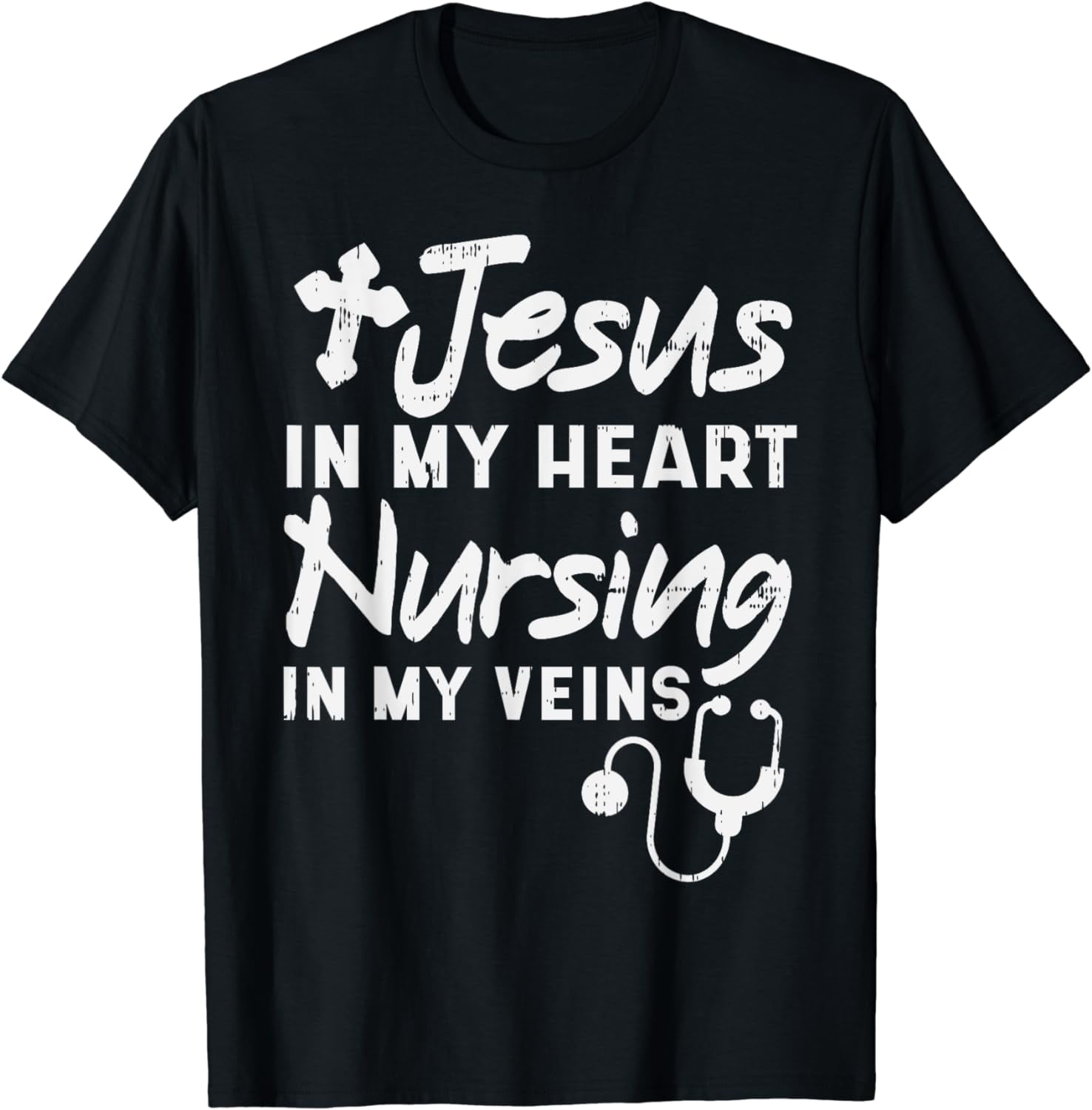 Jesus Heart Nursing Veins Nurse RN God Faith Christian Gift T-Shirt ...
