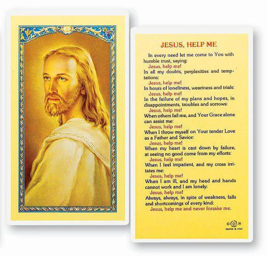 Jesus Help Me Laminated Catholic Prayer Holy Card with Prayer on Back ...