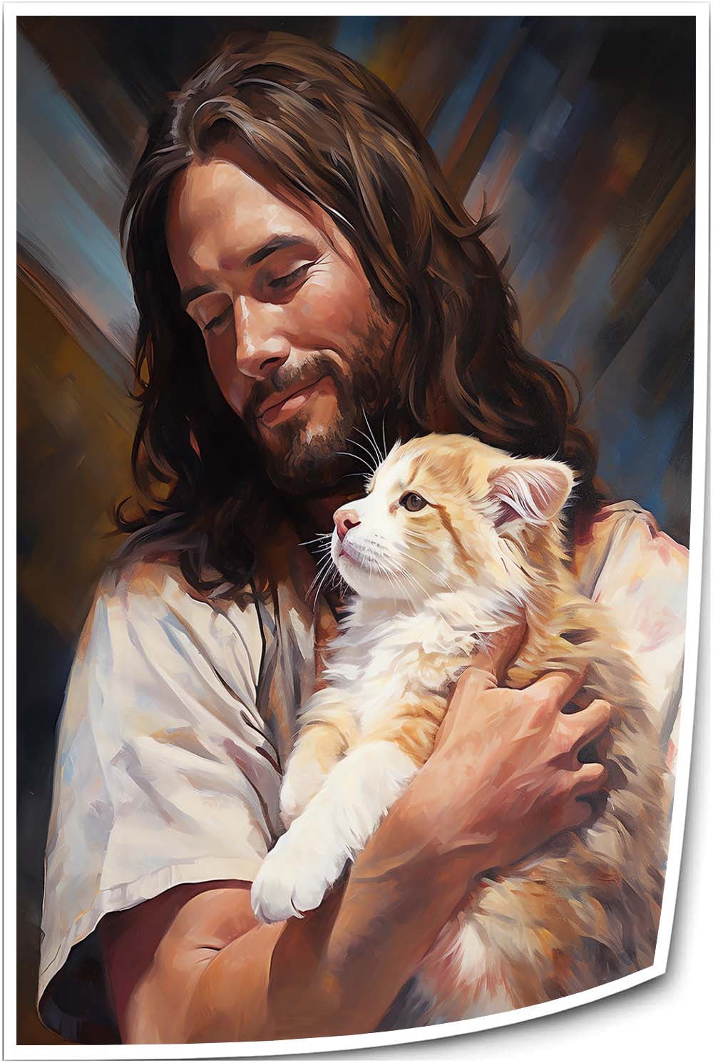 Jesus Holding A Cat Wall Art Home Modern Poster for Bedroom Giclee Fine ...