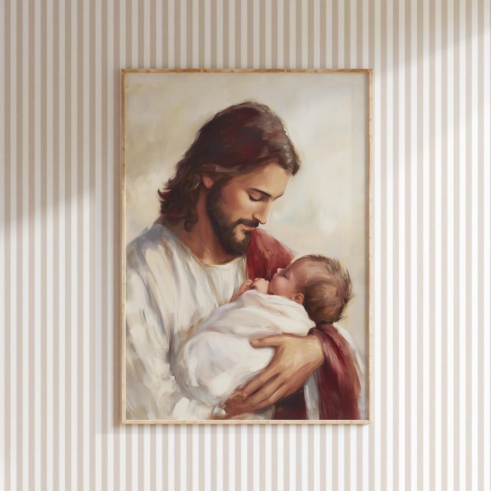 Jesus Holding Baby Print, Kids Nursery Room Wall Decor, Lds Art, Bible ...