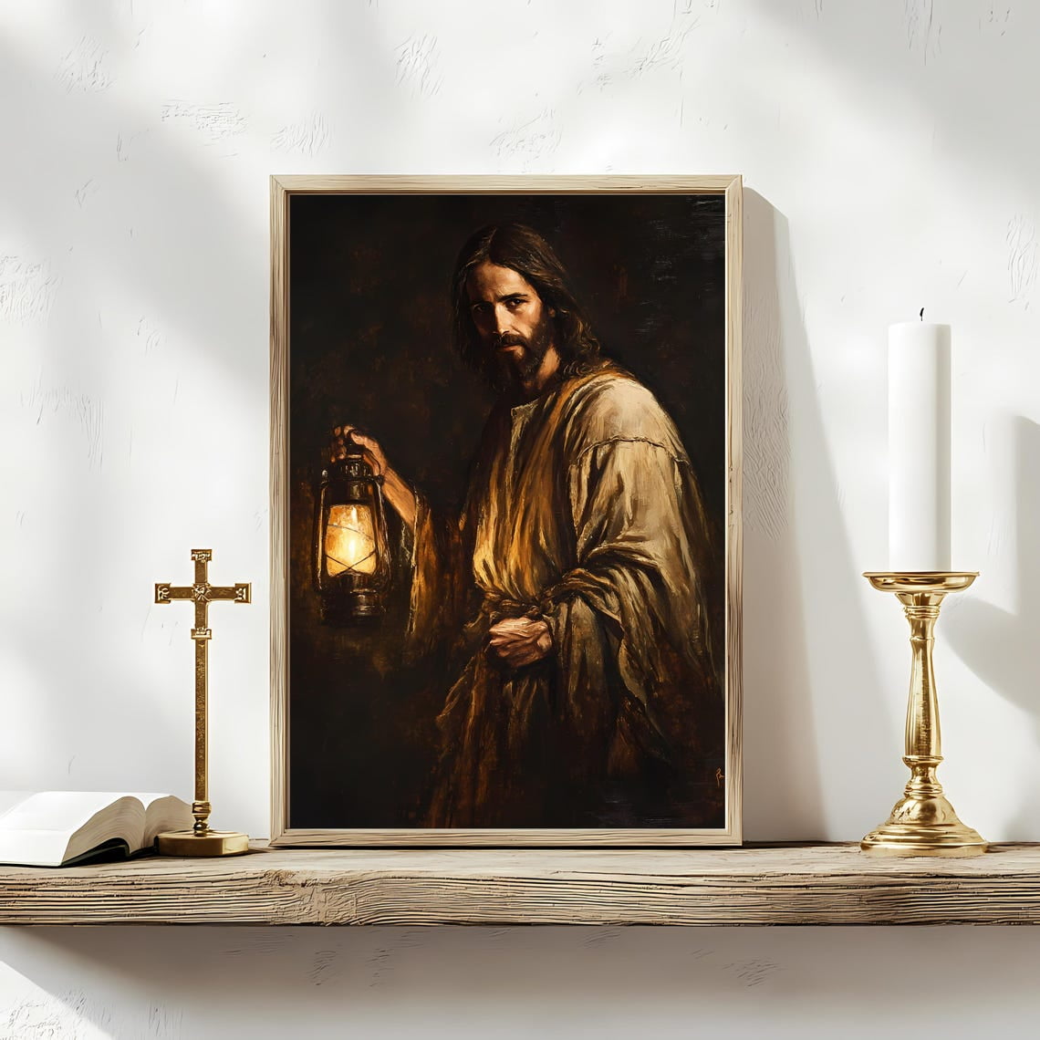 Jesus Holding Lantern, Light In The Darkness Christian Print, Faith ...