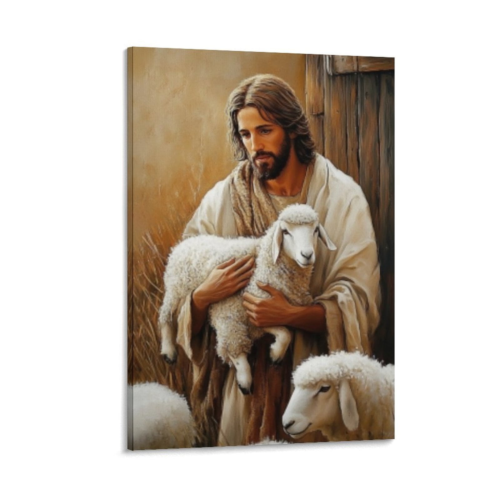 Jesus Holding Little Lamb in Sheepfold Wall Art Our Faithful Shepherd ...