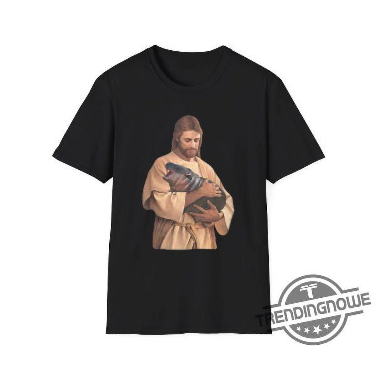 Jesus Holding Moo Deng Shirt Moo Deng T Shirt Hippo Cute Moo Deng Funny ...