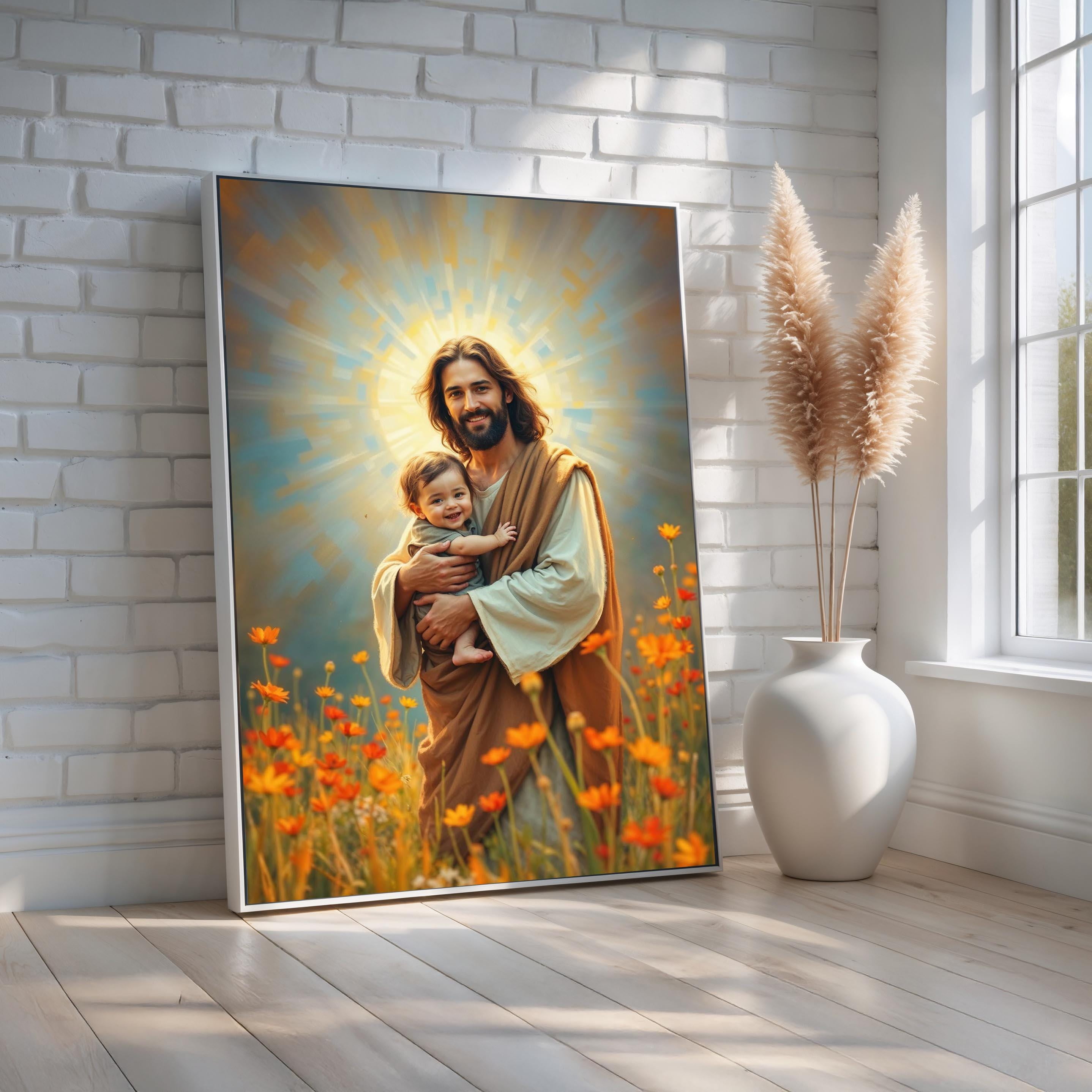 Jesus Holding Smiling Baby | Peaceful Christian Nursery Art | Faith ...