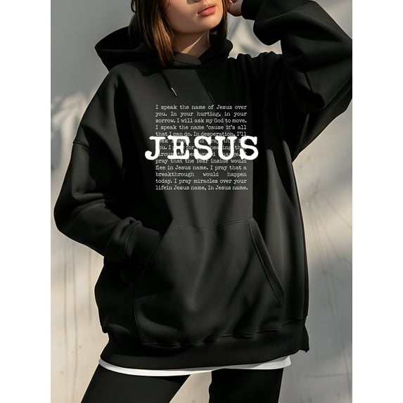 Jesus Hoodie Christian Faith Prayer Print Unisex Casual Sweatshirt For ...