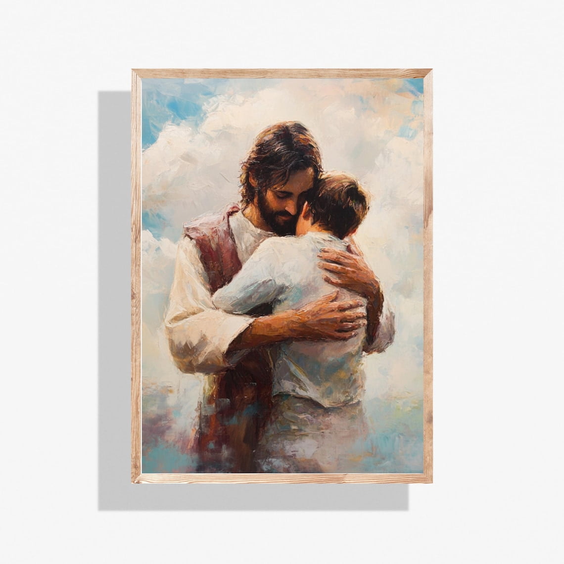 Jesus Hugging Boy Art Print Christian Wall Decor Bible With Children ...