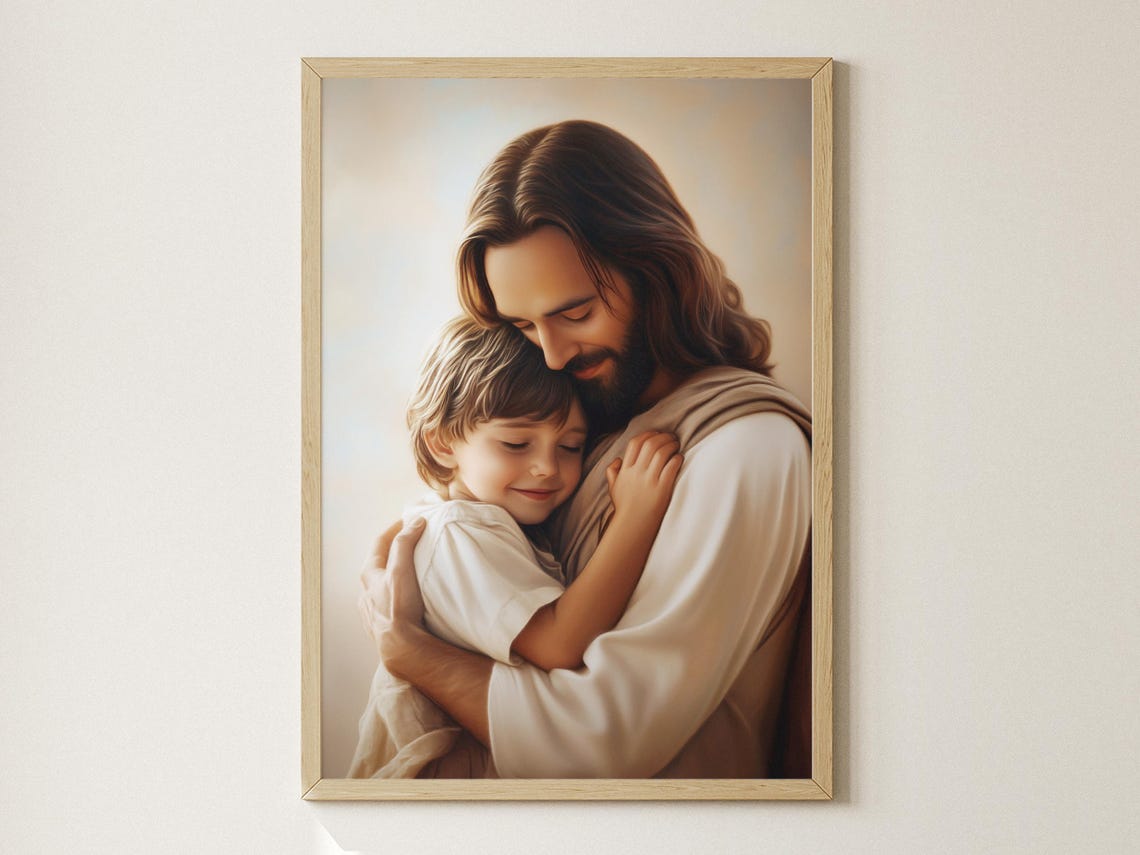 Jesus Hugging Boy, Lds Baptism Gift Boy, First Communion Gift, Nursery ...