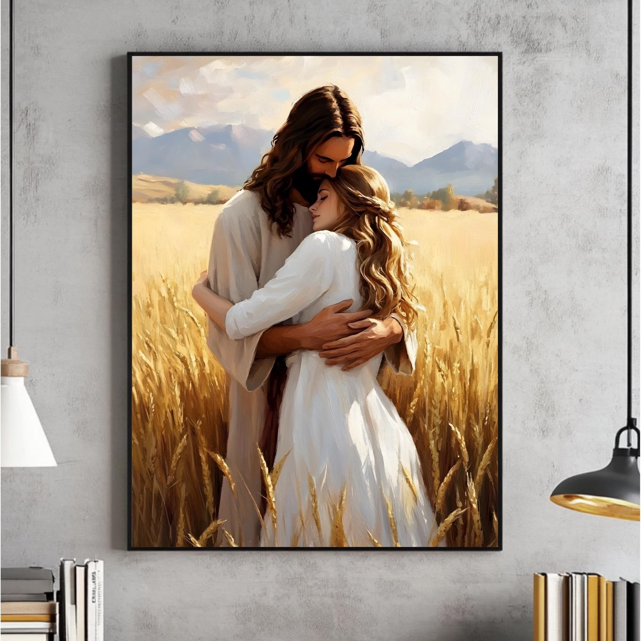 Jesus Hugging Girl Wall Art Healing Embrace Jesus And Woman Art ...