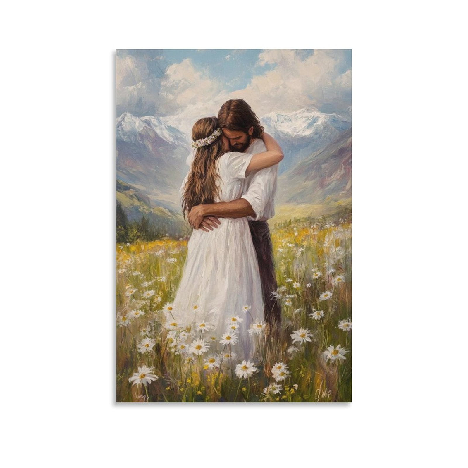 Jesus Hugging Woman Vintage Wall Art Jesus Healing Girl Canvas Print ...