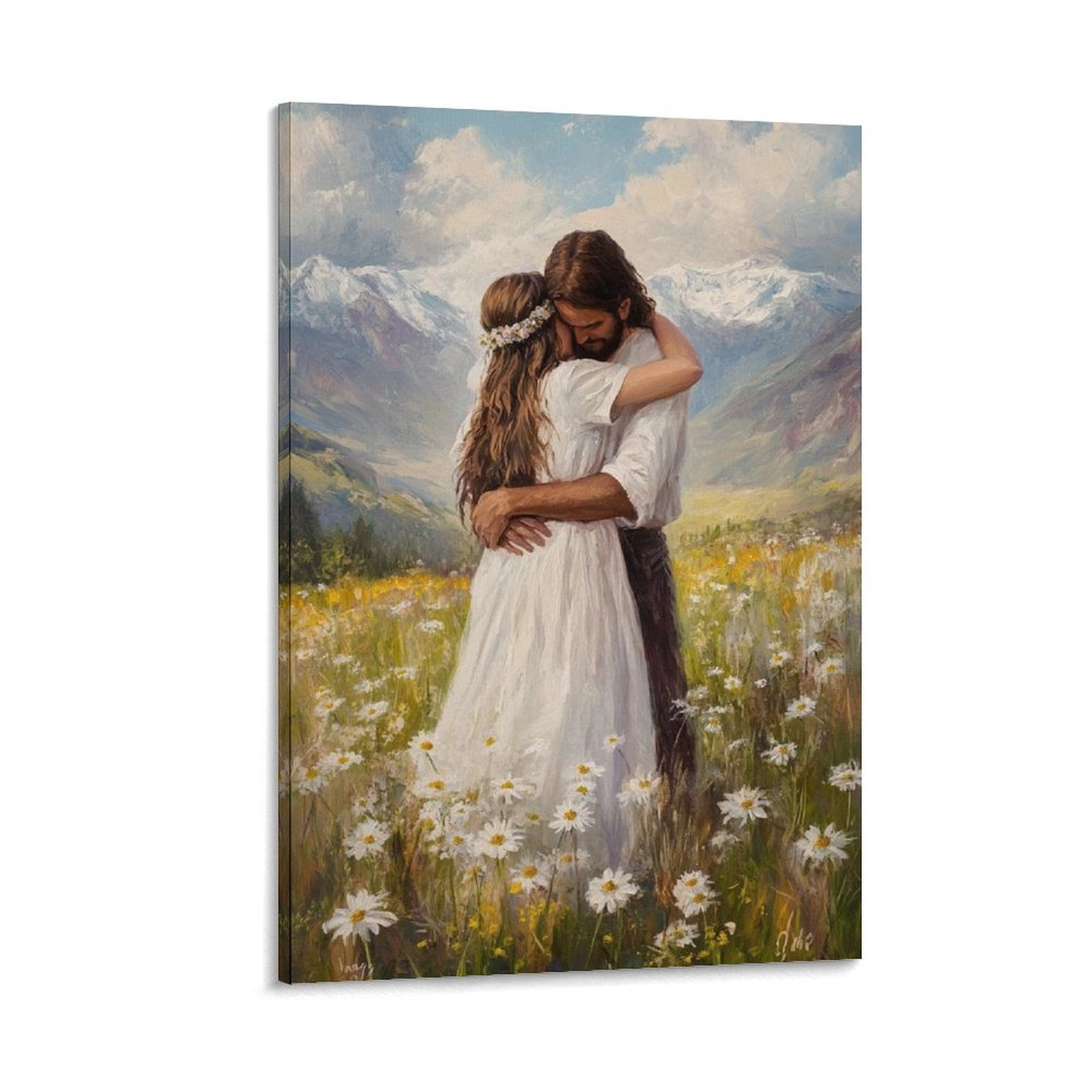 Jesus Hugging Woman Vintage Wall Art Jesus Healing Girl Canvas Print ...