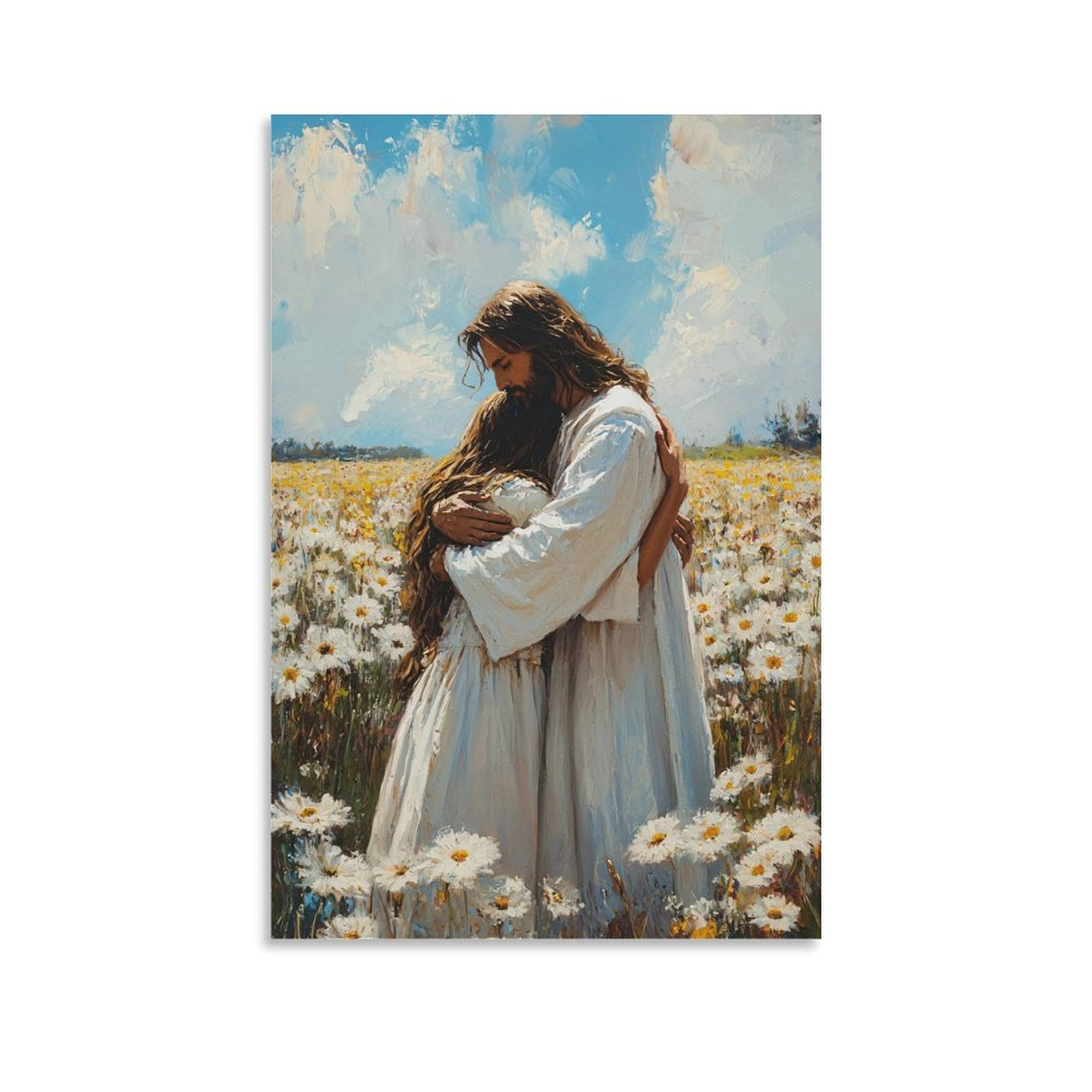 Jesus Hugging Woman Wall Art Jesus Healing Woman Canvas Print Poster ...