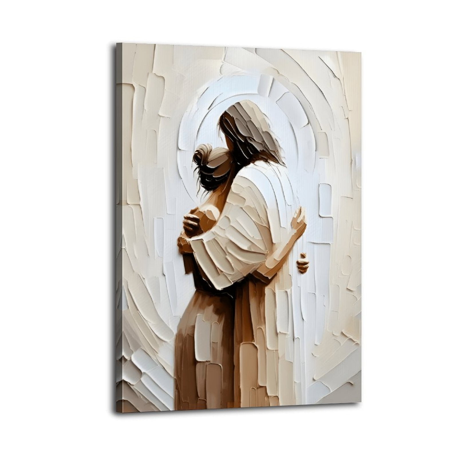 Jesus Hugging Woman in His Arms Poster Wrapped Wooden Frame Wall Decor ...