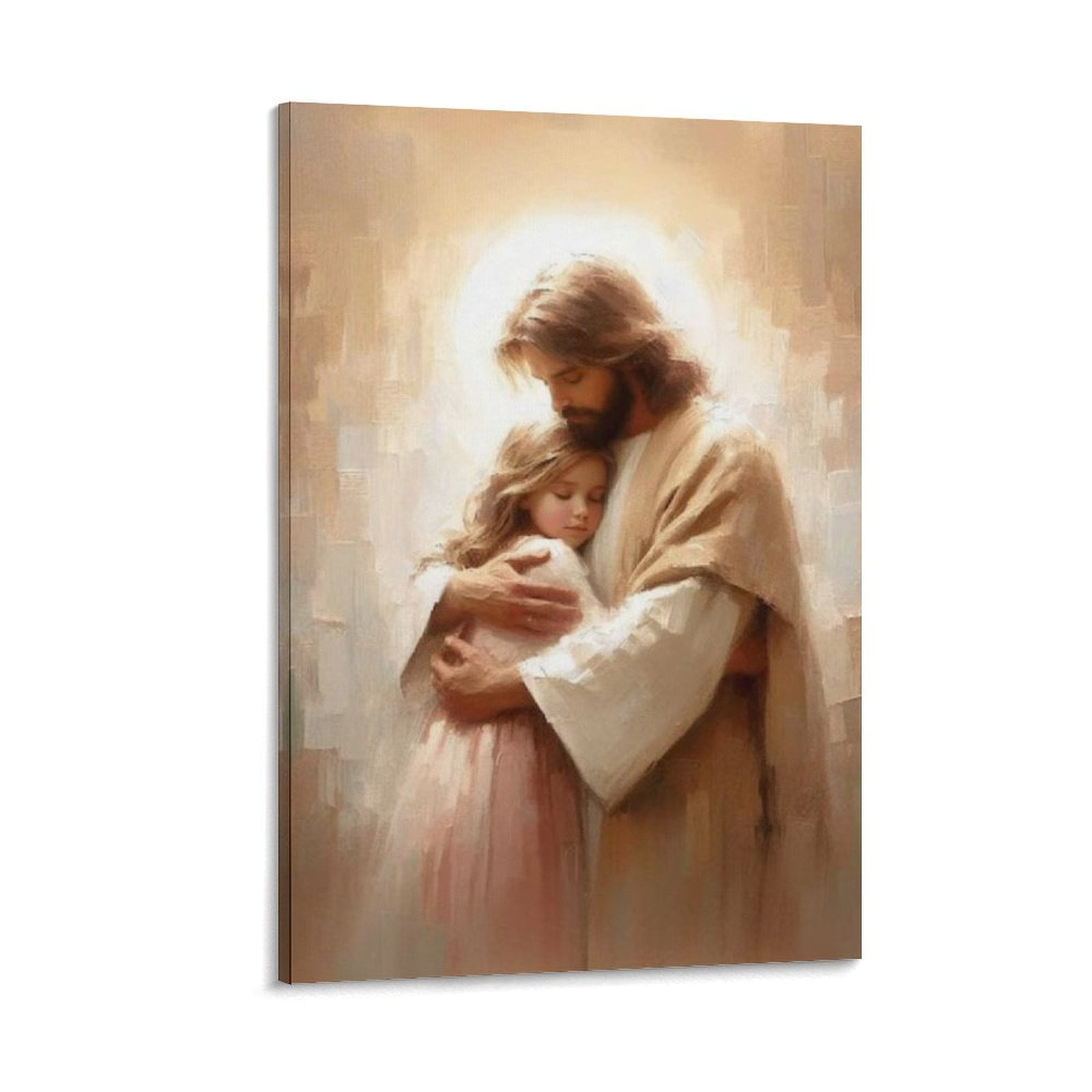 Jesus Hugs Girl Wall Art - Jesus And Girl Painting - Bible Vintage ...