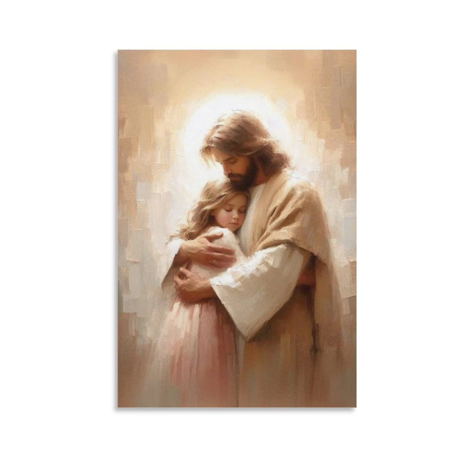 Jesus Hugs Girl Wall Art - Jesus And Girl Painting - Bible Vintage ...