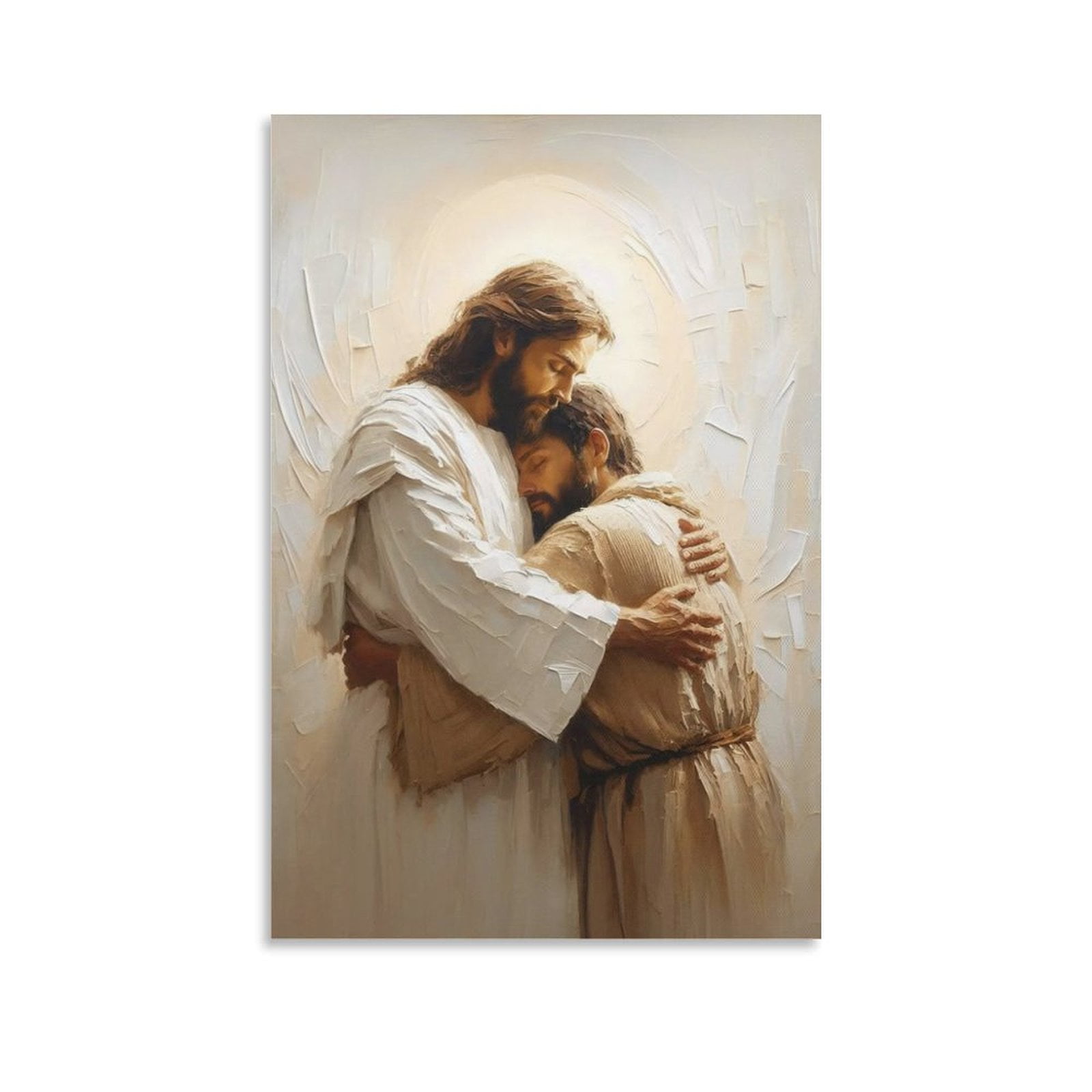 Jesus Hugs Man Wall Art Jesus Heals Man Canvas Vintage Print Poster ...