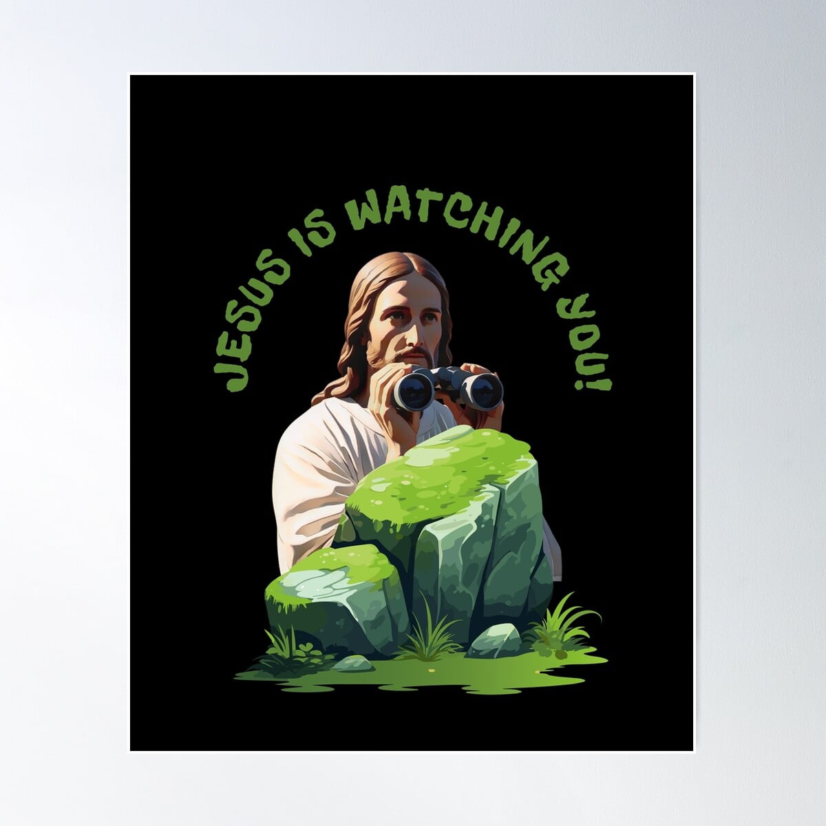 Jesus.Humorous Design.Jesus Is Watching You. Poster Wall Art, Modern ...