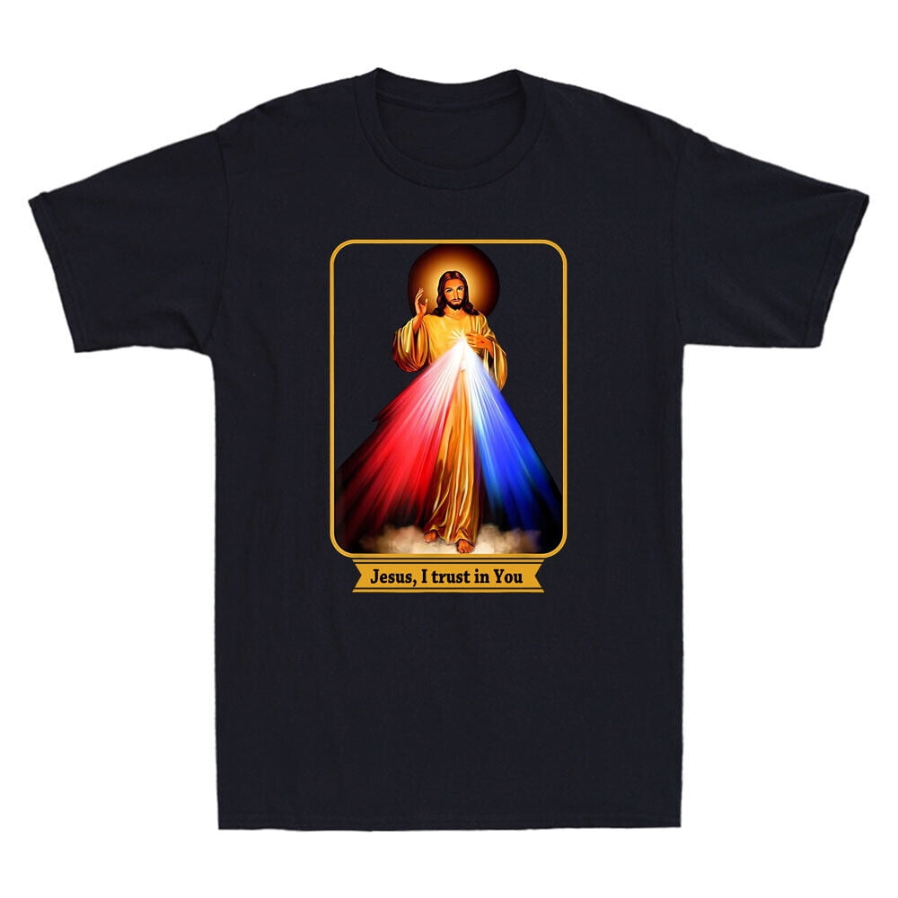 Jesus I Trust In You Divine Mercy Catholic Funny Jesus Meme Quote Men's ...