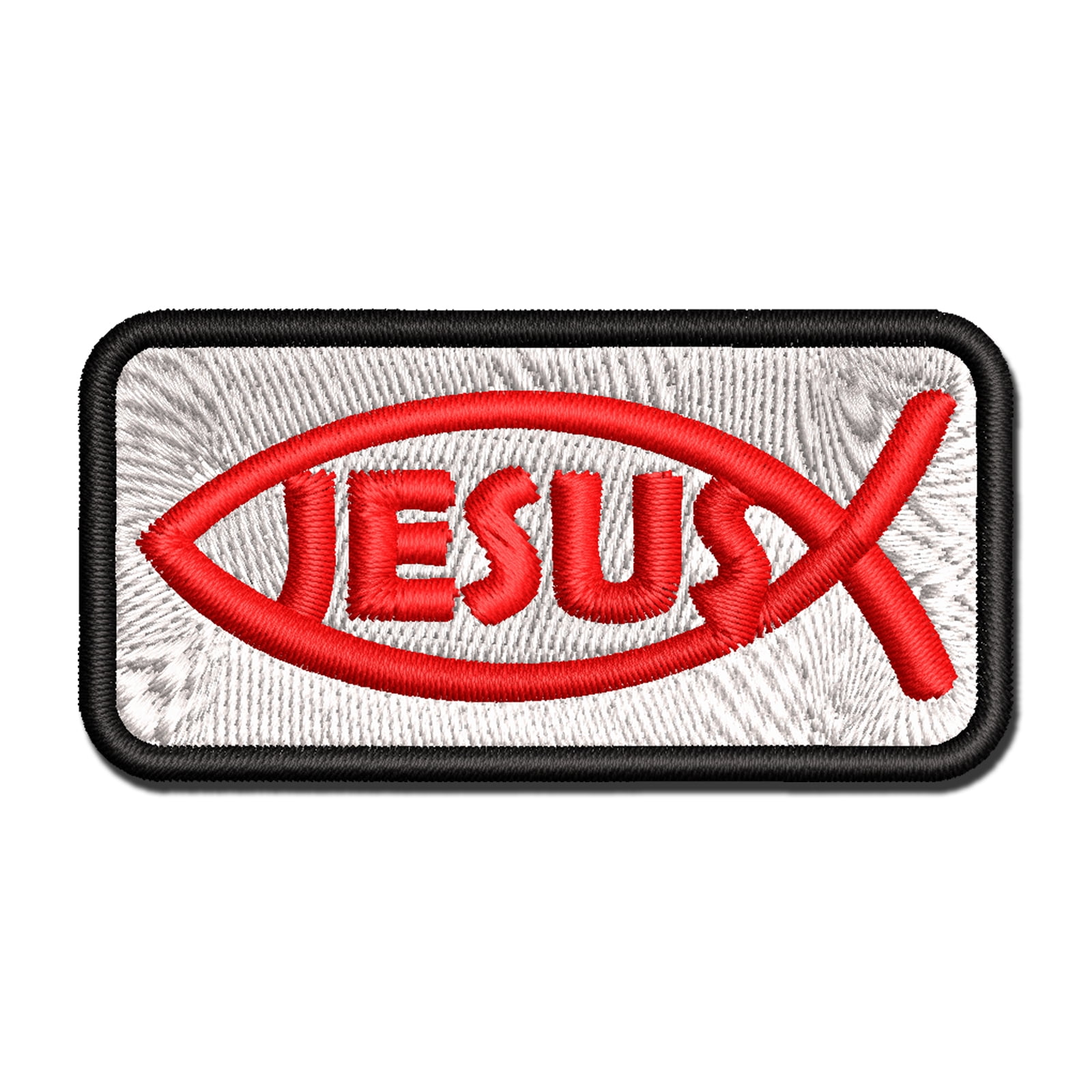 Jesus Ichthys Fish Christian Sketch Applique Multi-Color Embroidered ...