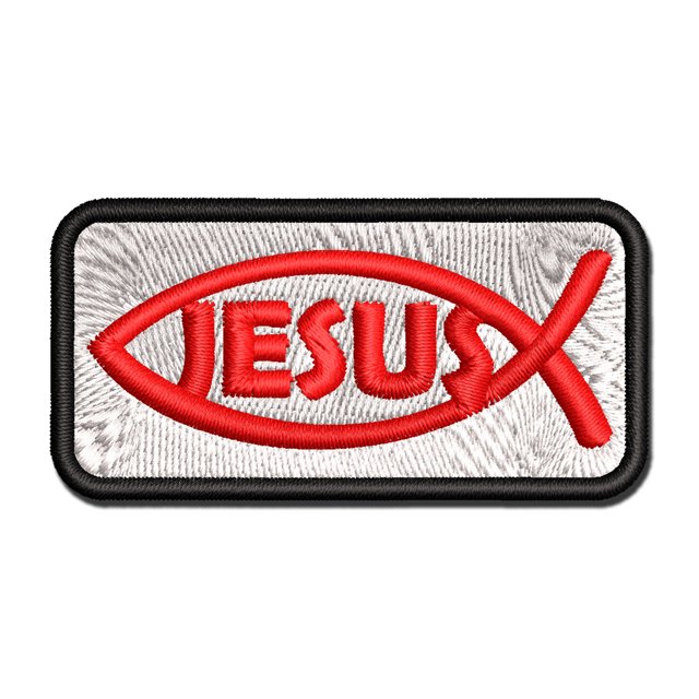 Jesus Ichthys Fish Christian Sketch Applique Multi-Color Embroidered ...