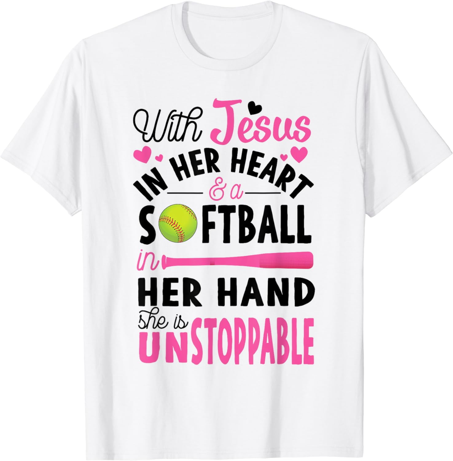 Jesus In Her Heart Softball Hand Funny Pitcher Gift For Her T-Shirt ...