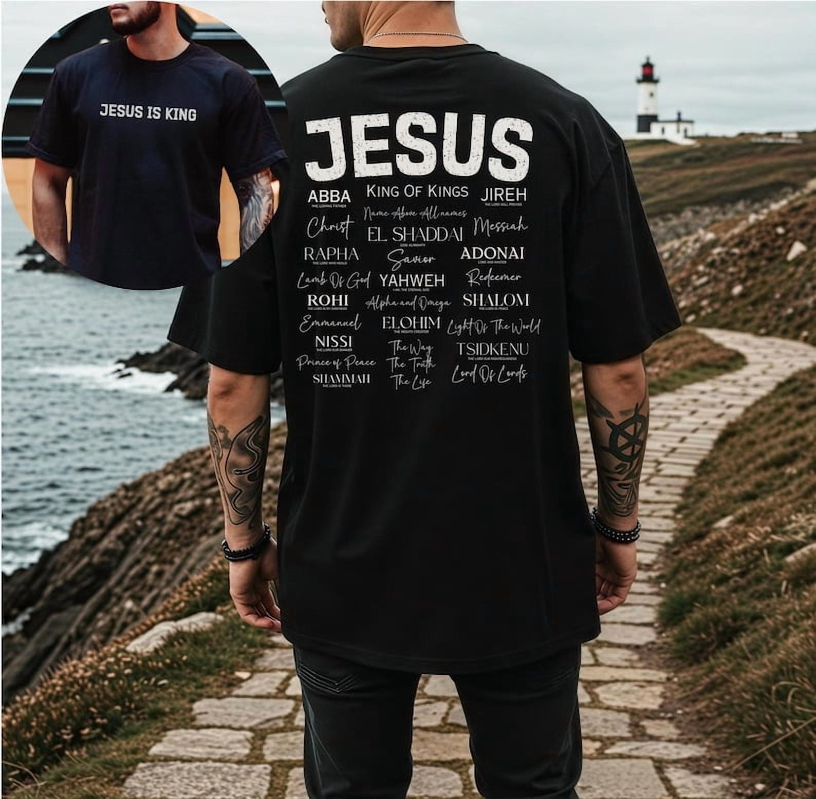 Jesus Is King Names of God Hebrew Shirt Christian Yahweh Shirt Christian Worship Tee - Walmart.com